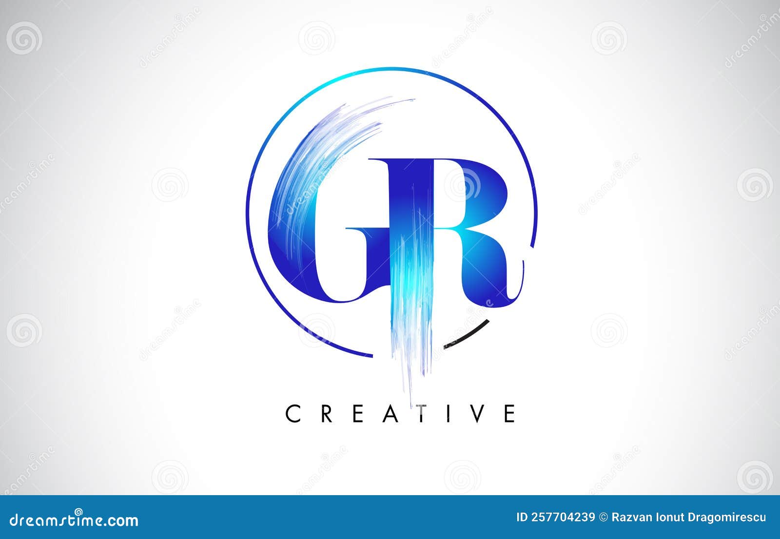 GR Brush Stroke Letter Logo Design. Blue Paint Logo Leters Icon Stock ...