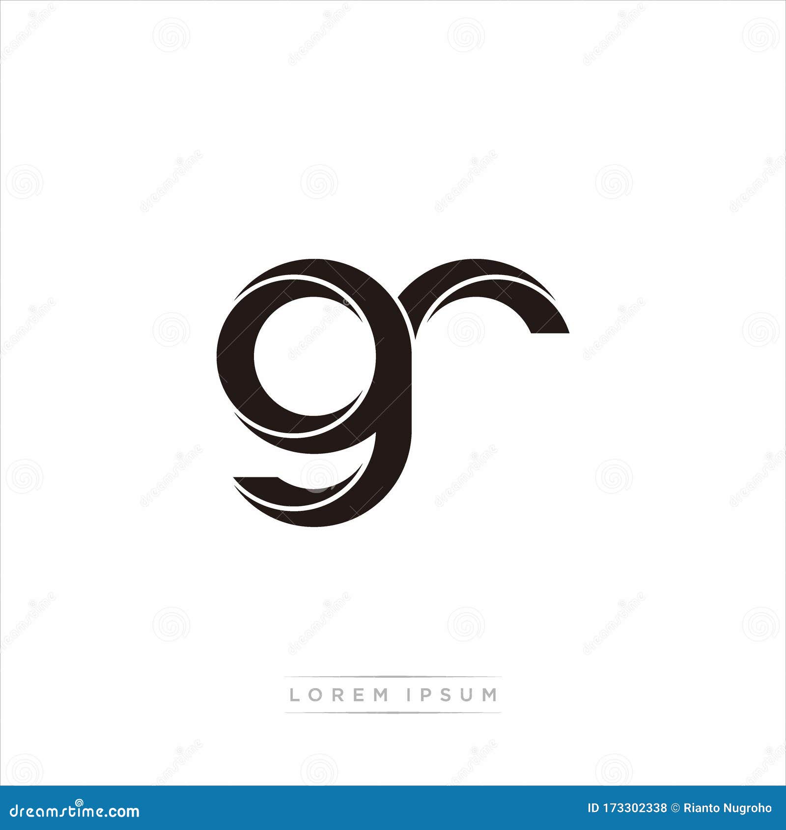 Gr Initial Letter Split Lowercase Modern Monogram Linked Outline ...