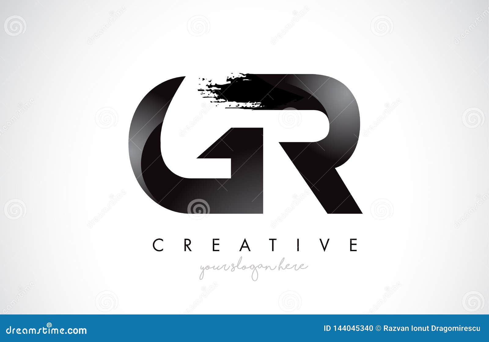 GR Letter Design with Brush Stroke and Modern 3D Look Stock Vector ...