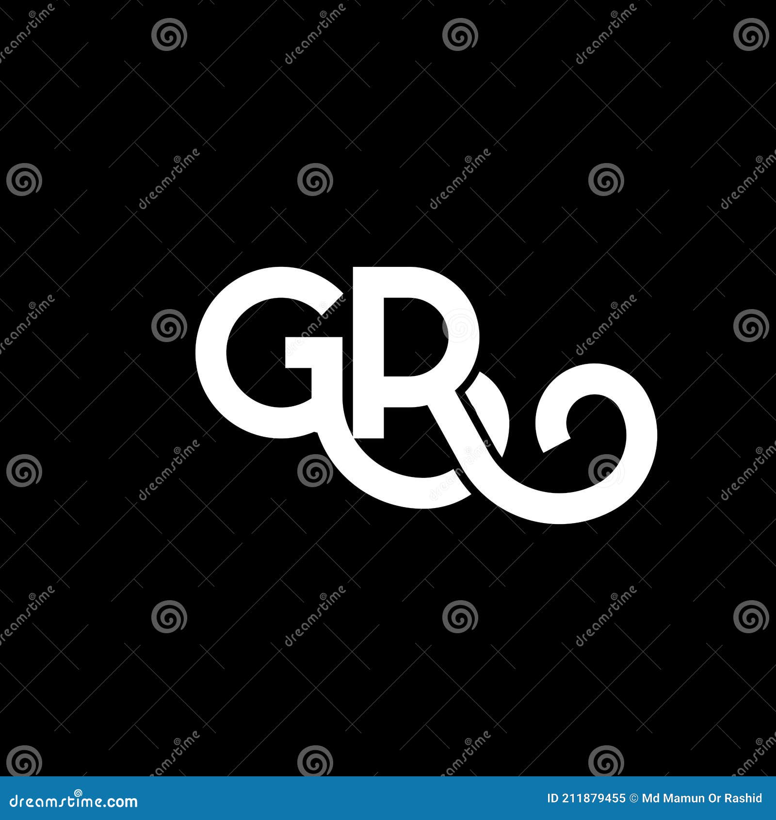 GR Letter Logo Design on Black Background. GR Creative Initials Letter ...