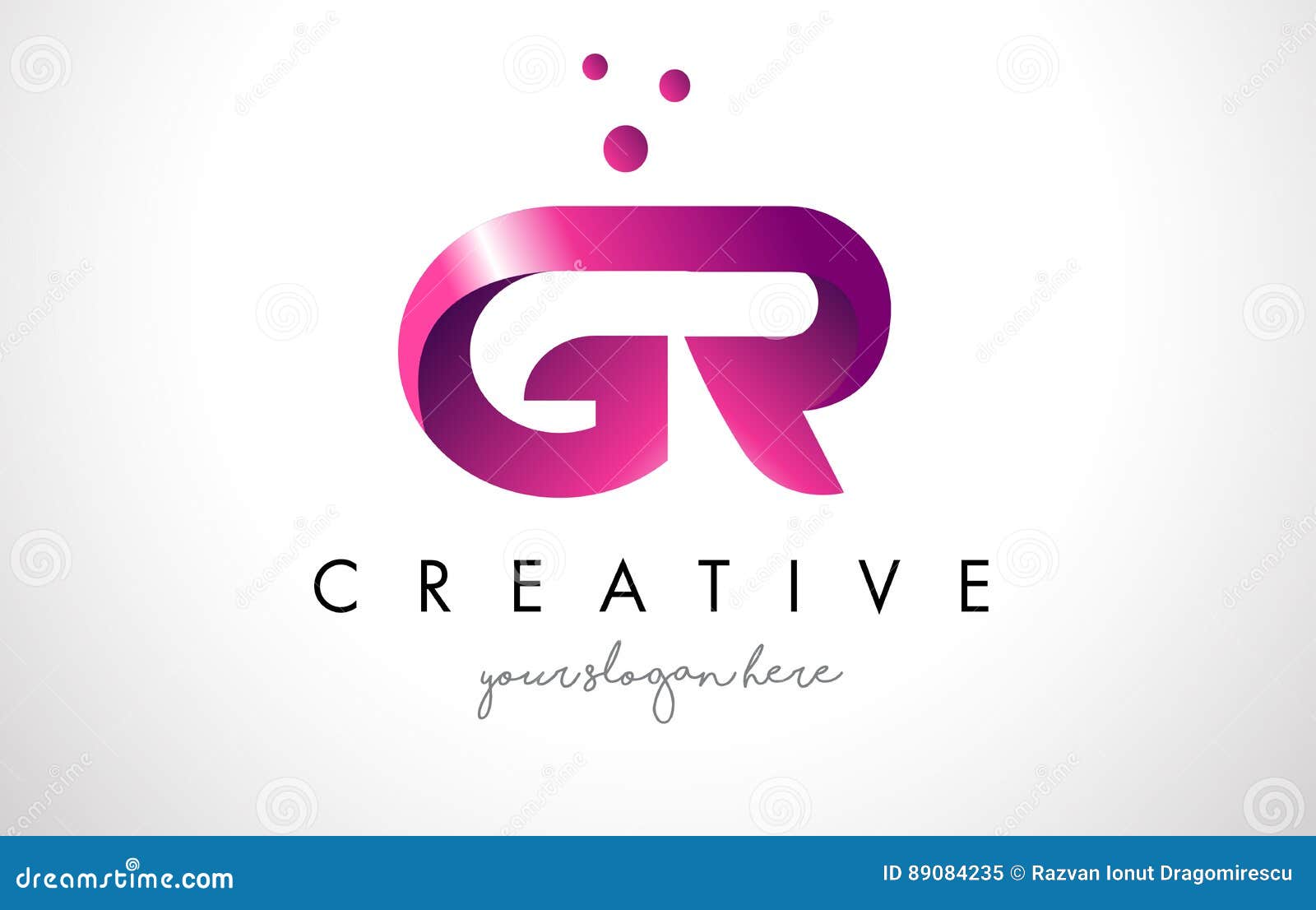 GR Letter Logo Design with Purple Colors and Dots Stock Vector ...