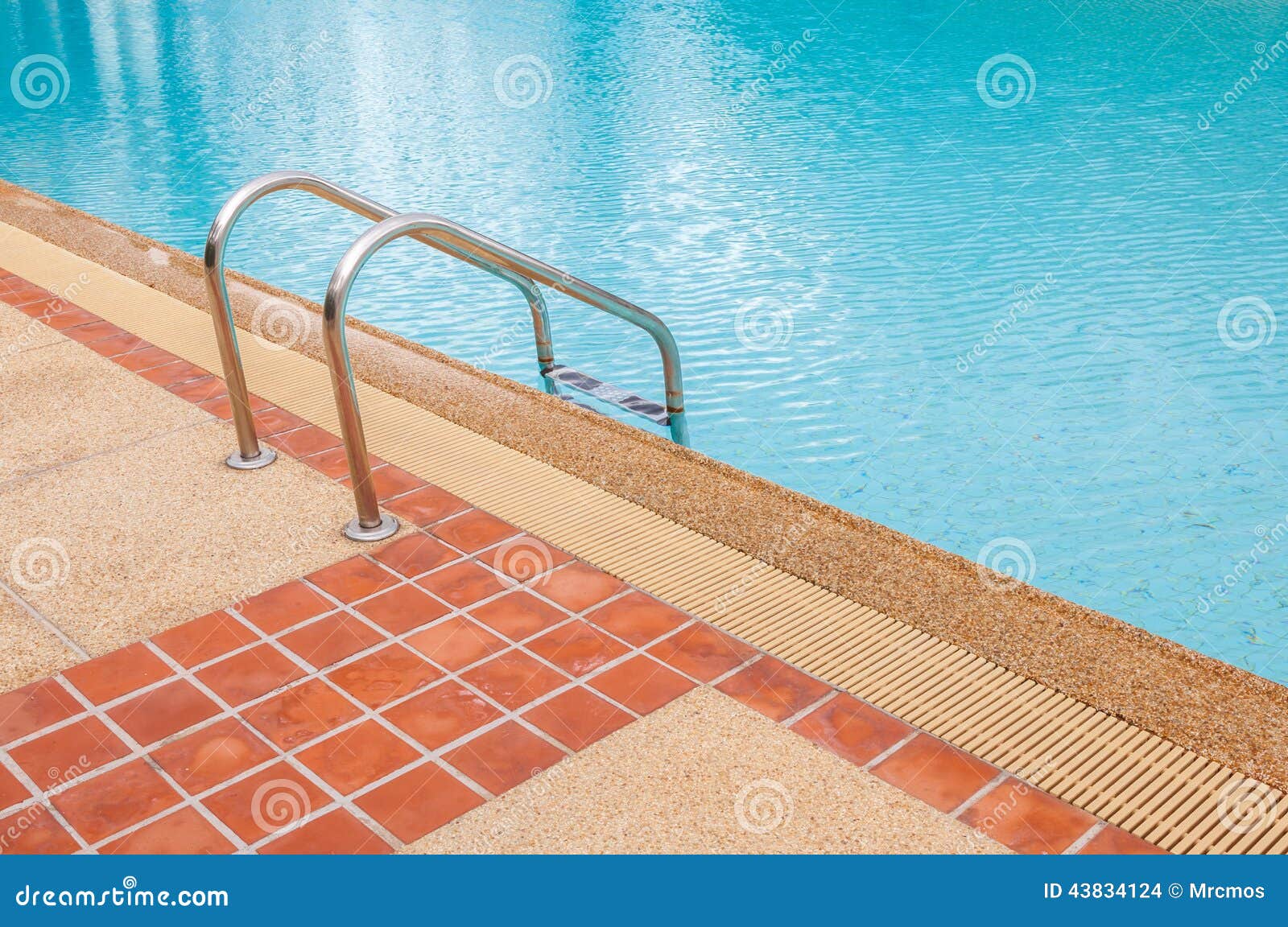 Grab Bars Ladder In The Blue Swimming Pool Stock Photography ...