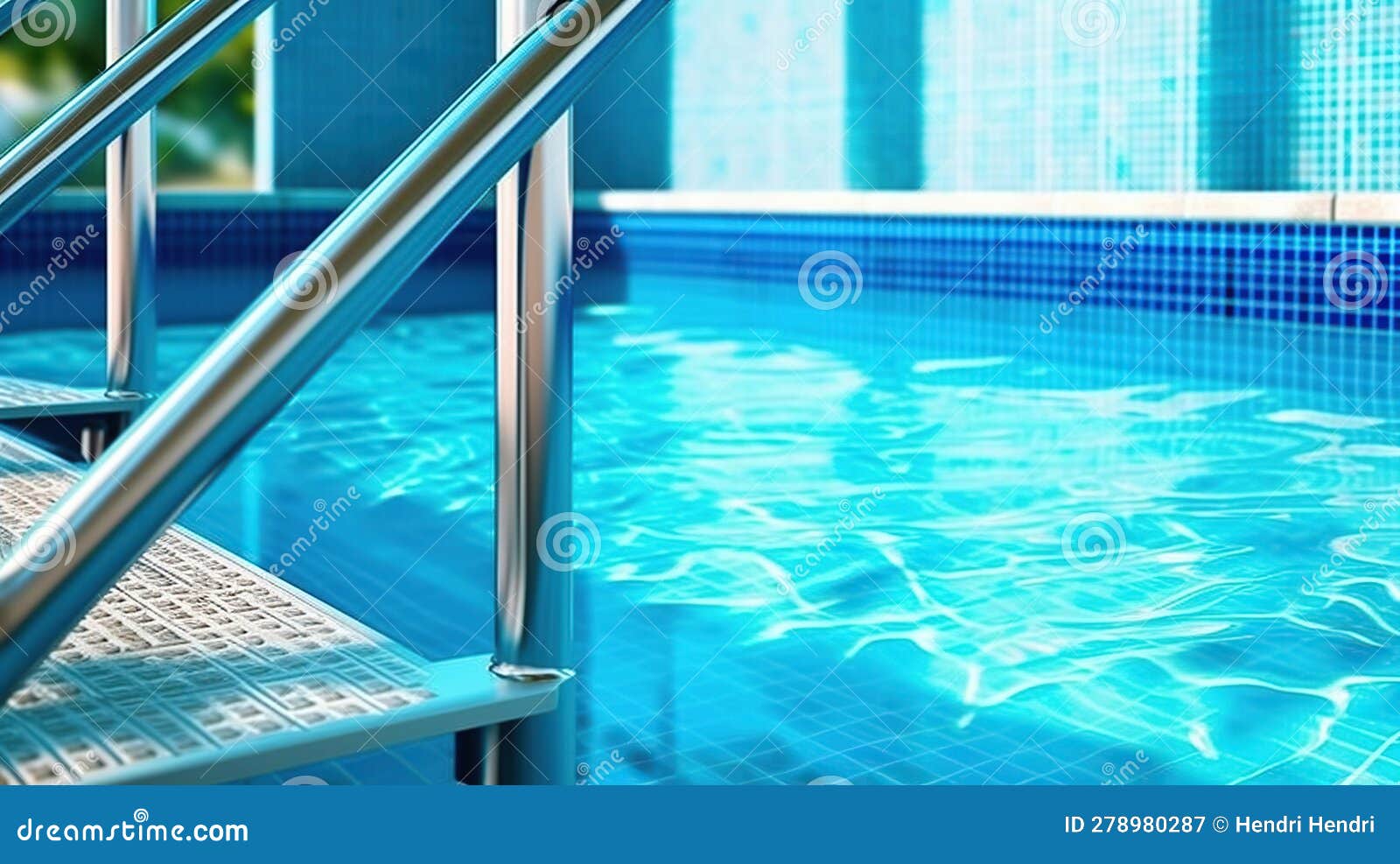 Grab Bars Ladder in the Blue Swimming Pool. Generative Ai Stock ...