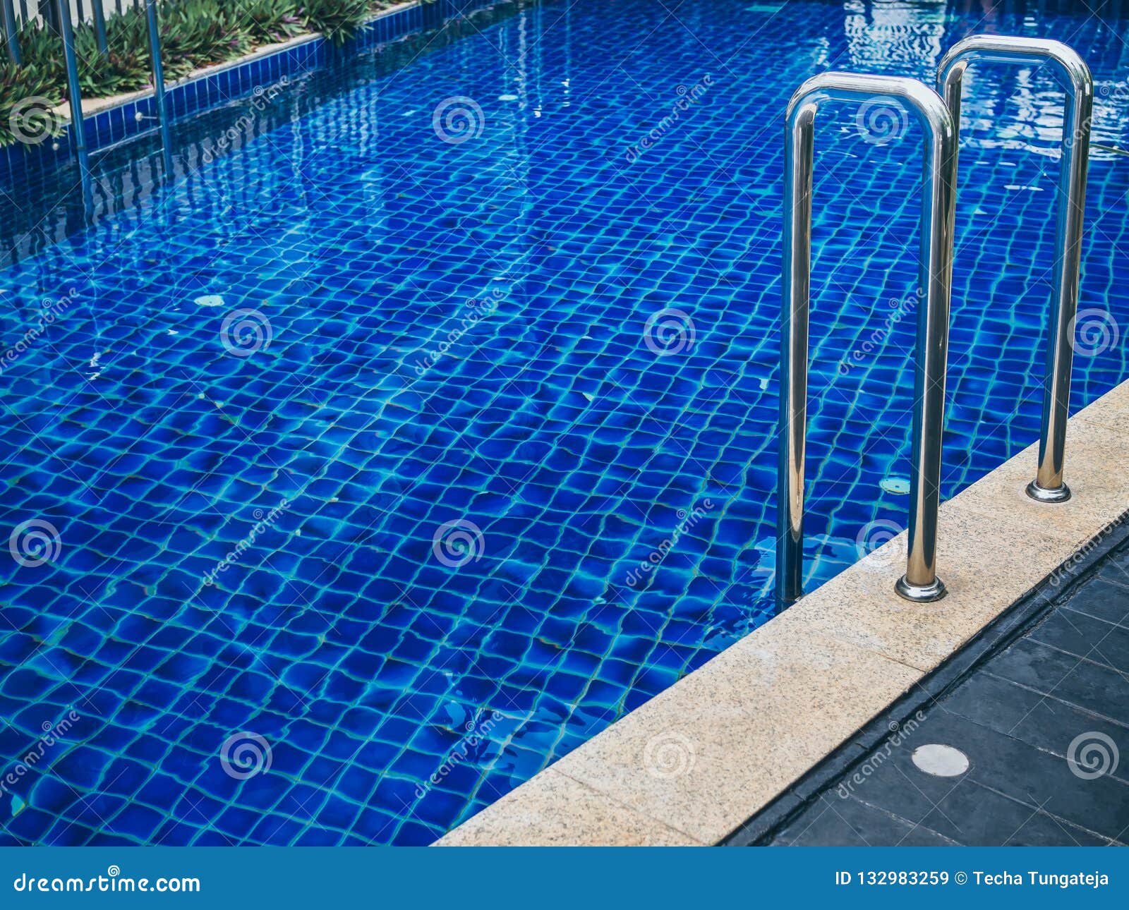 Grab Bars Ladder in Swimming Pool Stock Image - Image of grab ...
