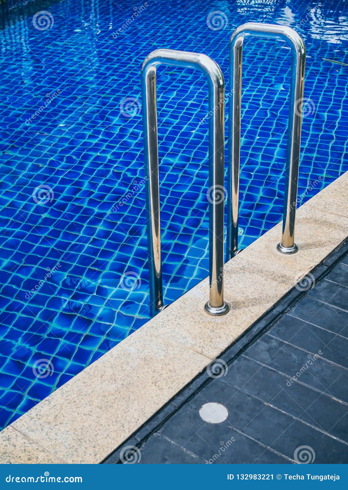Grab Bars Ladder in Swimming Pool Stock Image - Image of luxury ...