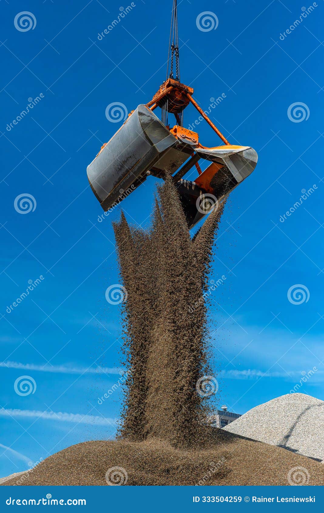 Grab Crane In Action For Building A Seawall. Stock Photo ...