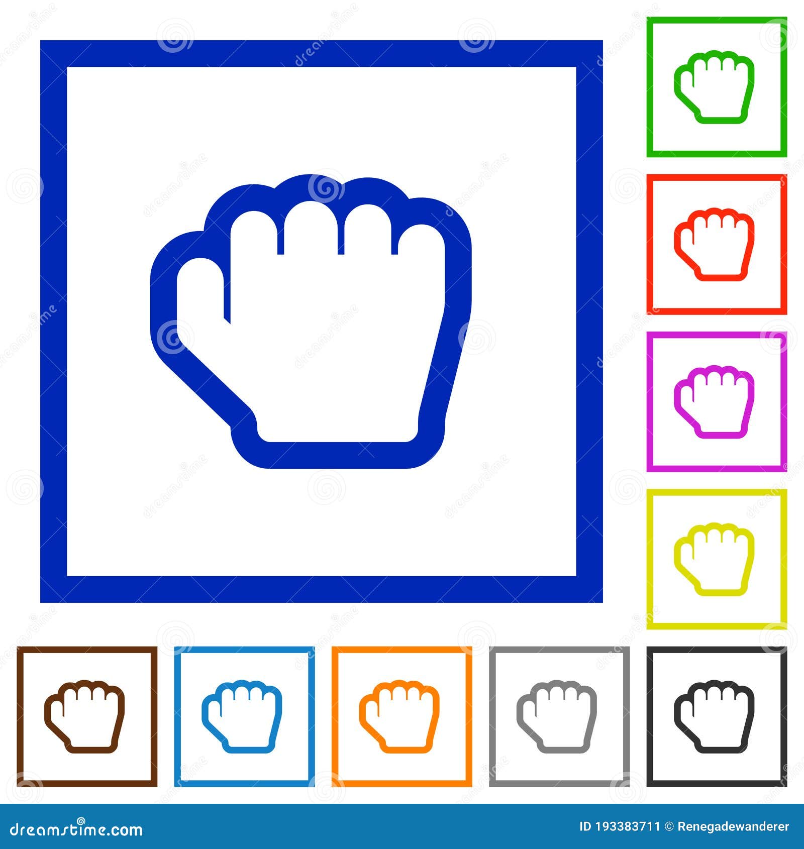 Grab Cursor Flat Framed Icons Stock Vector - Illustration of elements ...