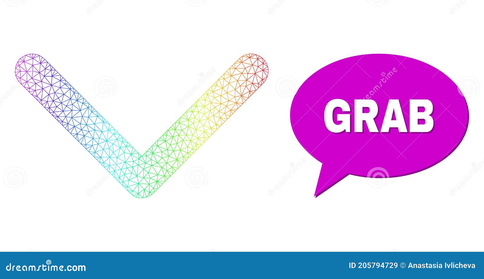 Rainbow Mesh Gradient Direction Down Icon and Grab Message Balloon with ...