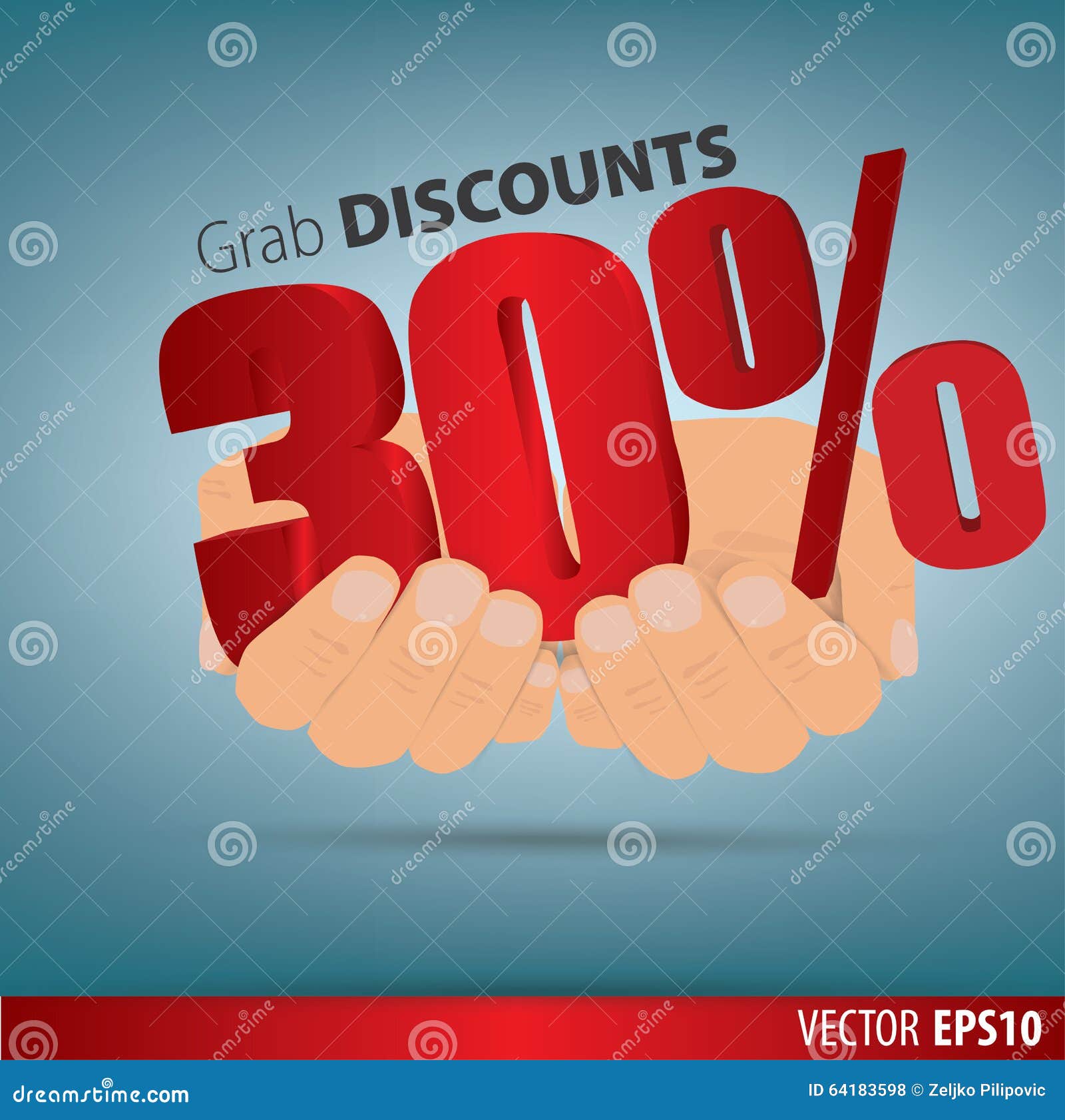 Grab Discounts. Hands Hold 30 Percent Discount Stock Vector ...