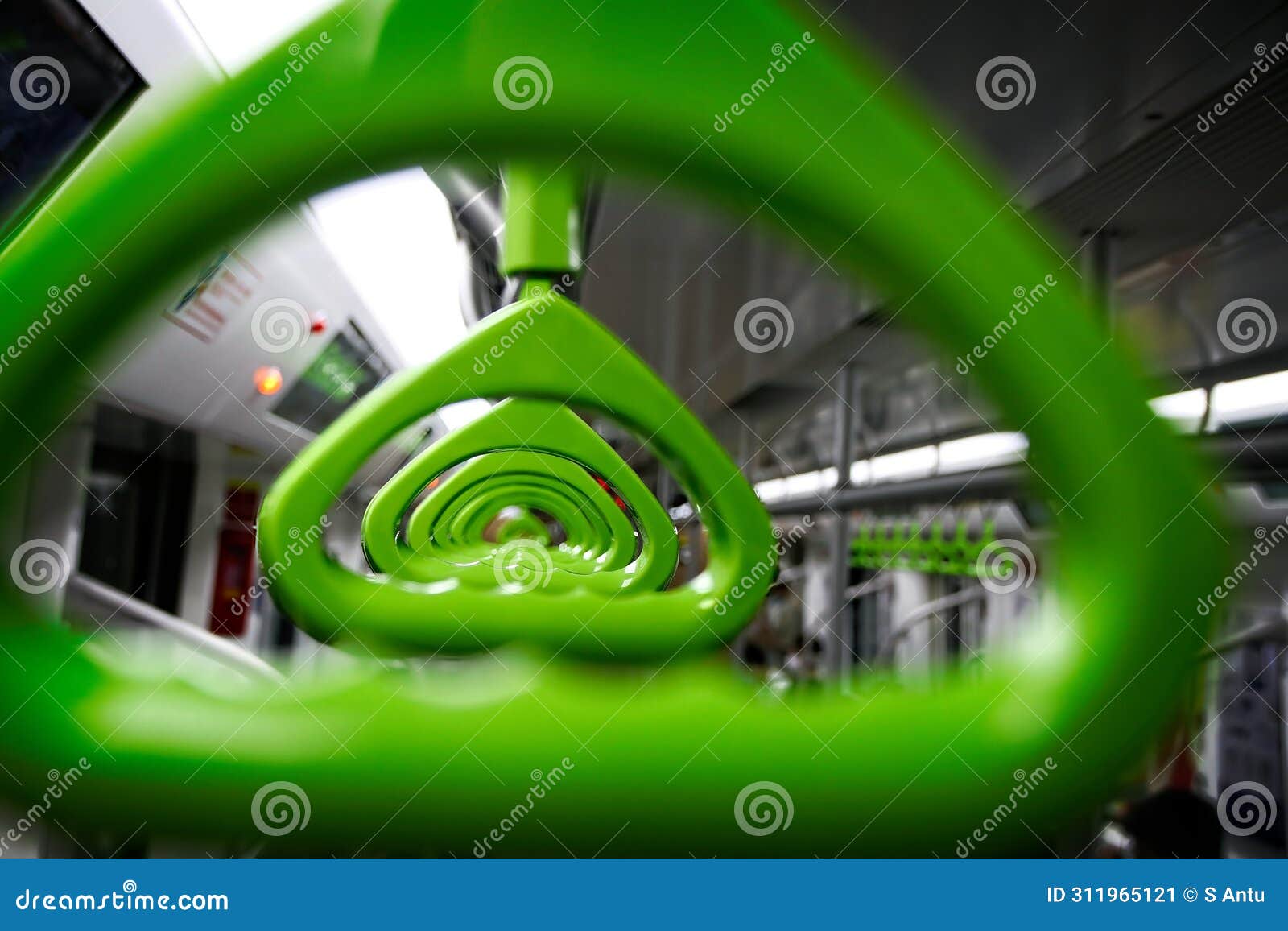 Grab handle on the subway stock image. Image of green - 311965121