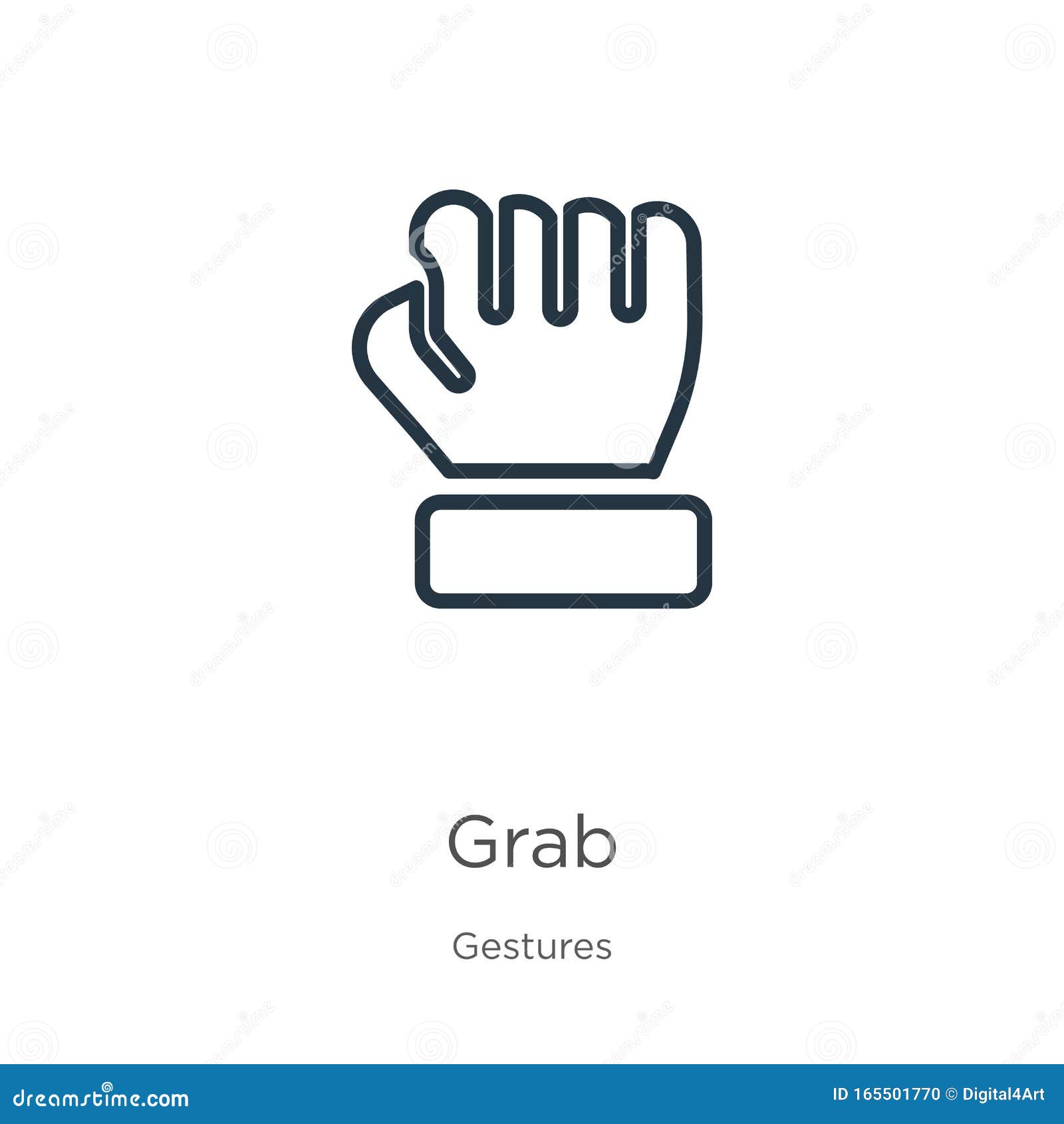 Grab Icon. Thin Linear Grab Outline Icon Isolated on White Background ...