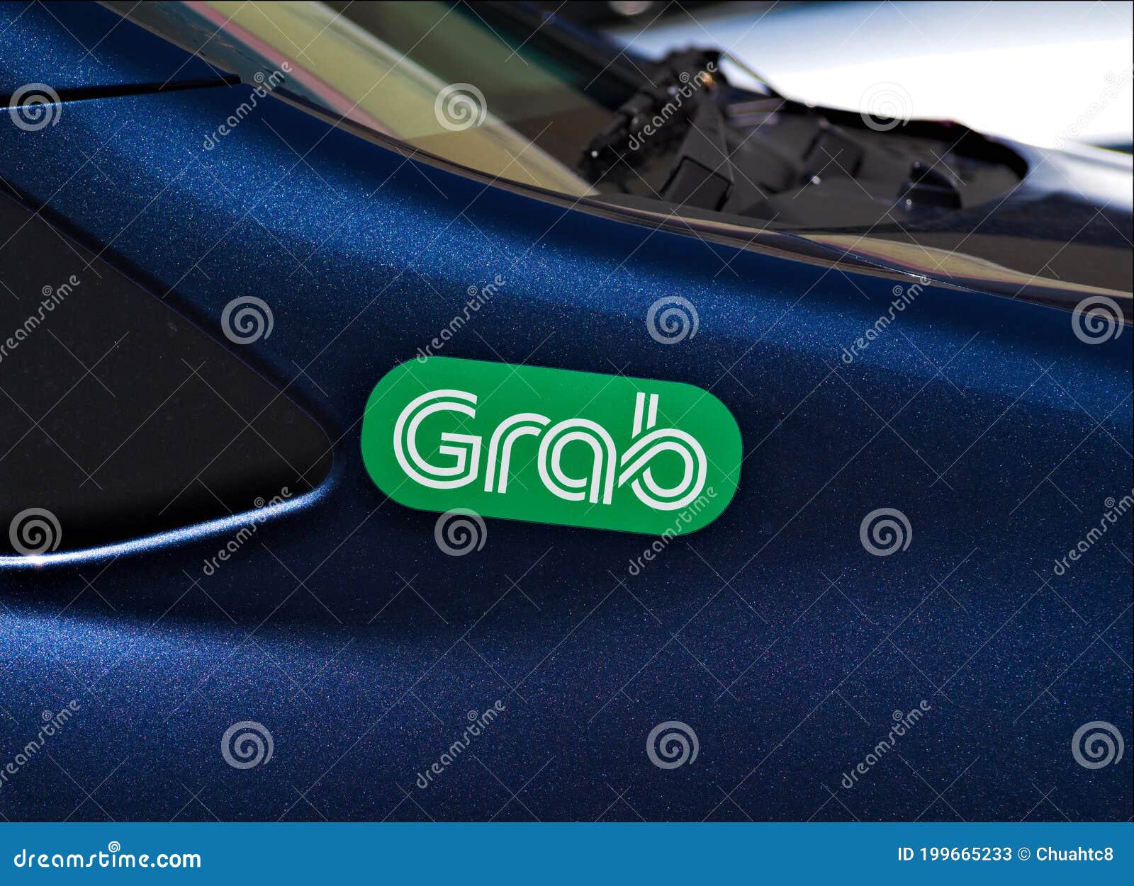 Grab Sticker on Front Panel of a Car Editorial Stock Photo - Image of ...