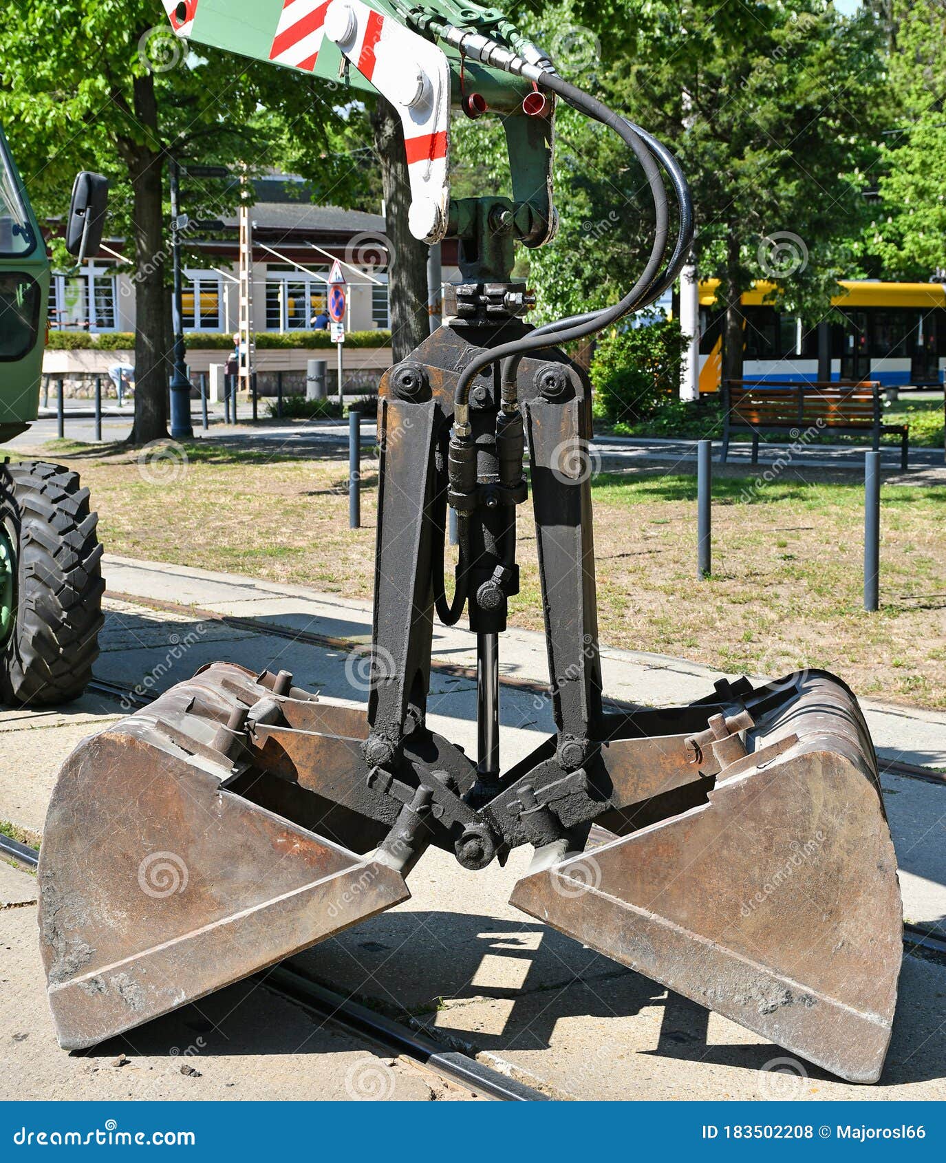 Grabber Excavator Stands at the Railway Construction Stock Photo ...