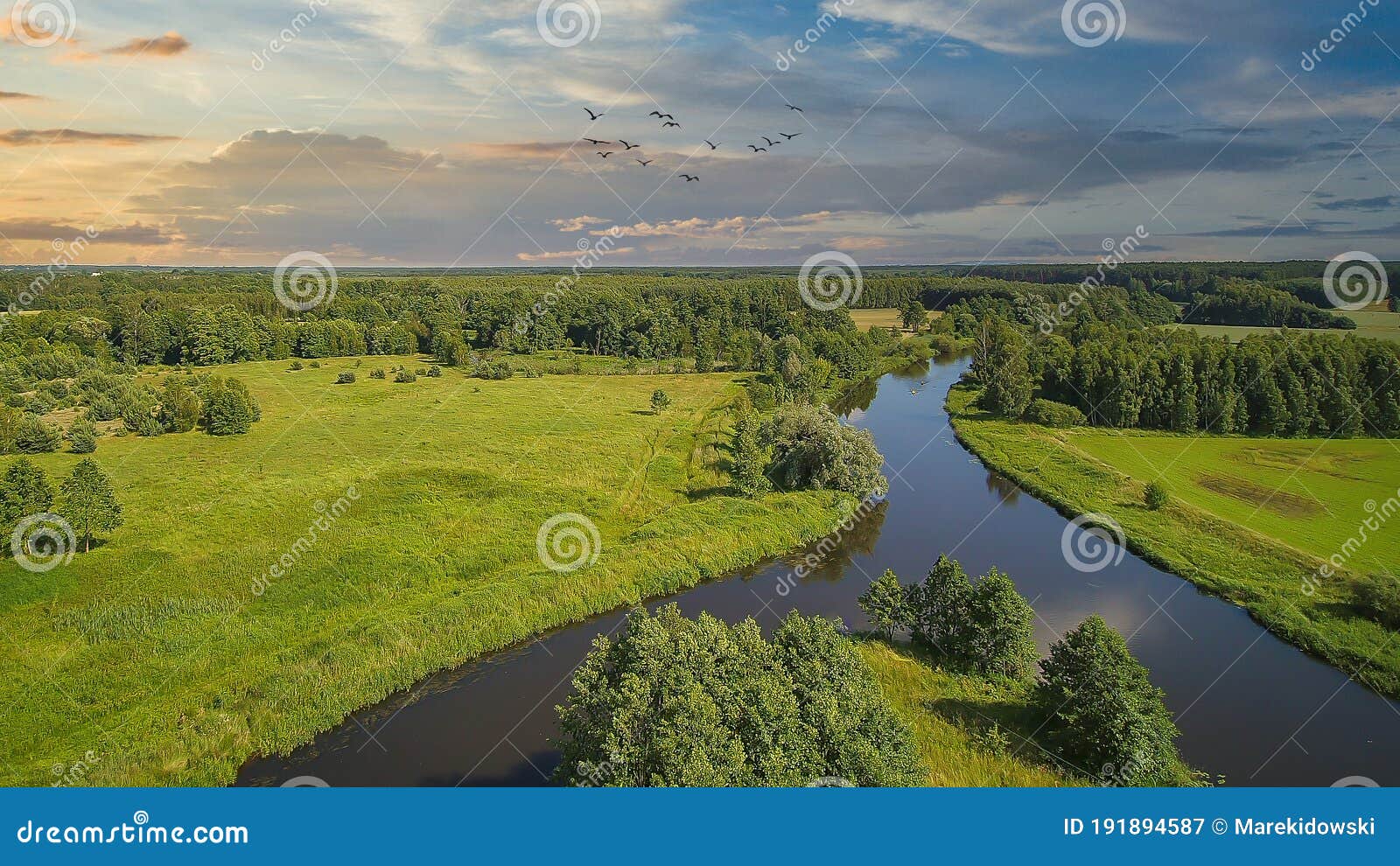 The Colors of Spring Seen when Flying Over the River. Stock Image ...