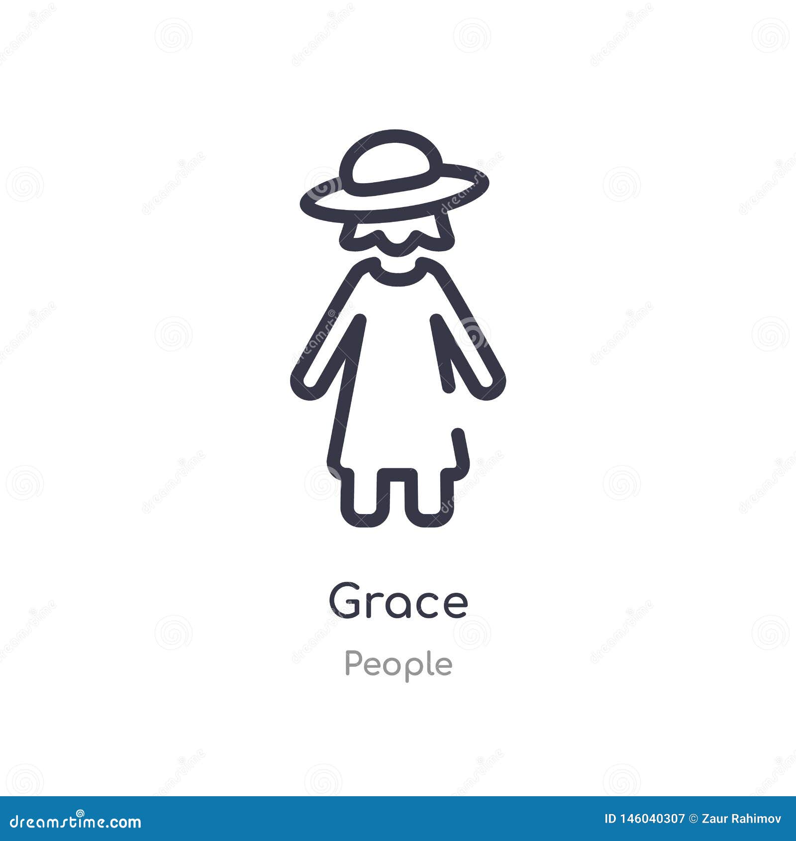 Grace Outline Icon. Isolated Line Vector Illustration from People ...