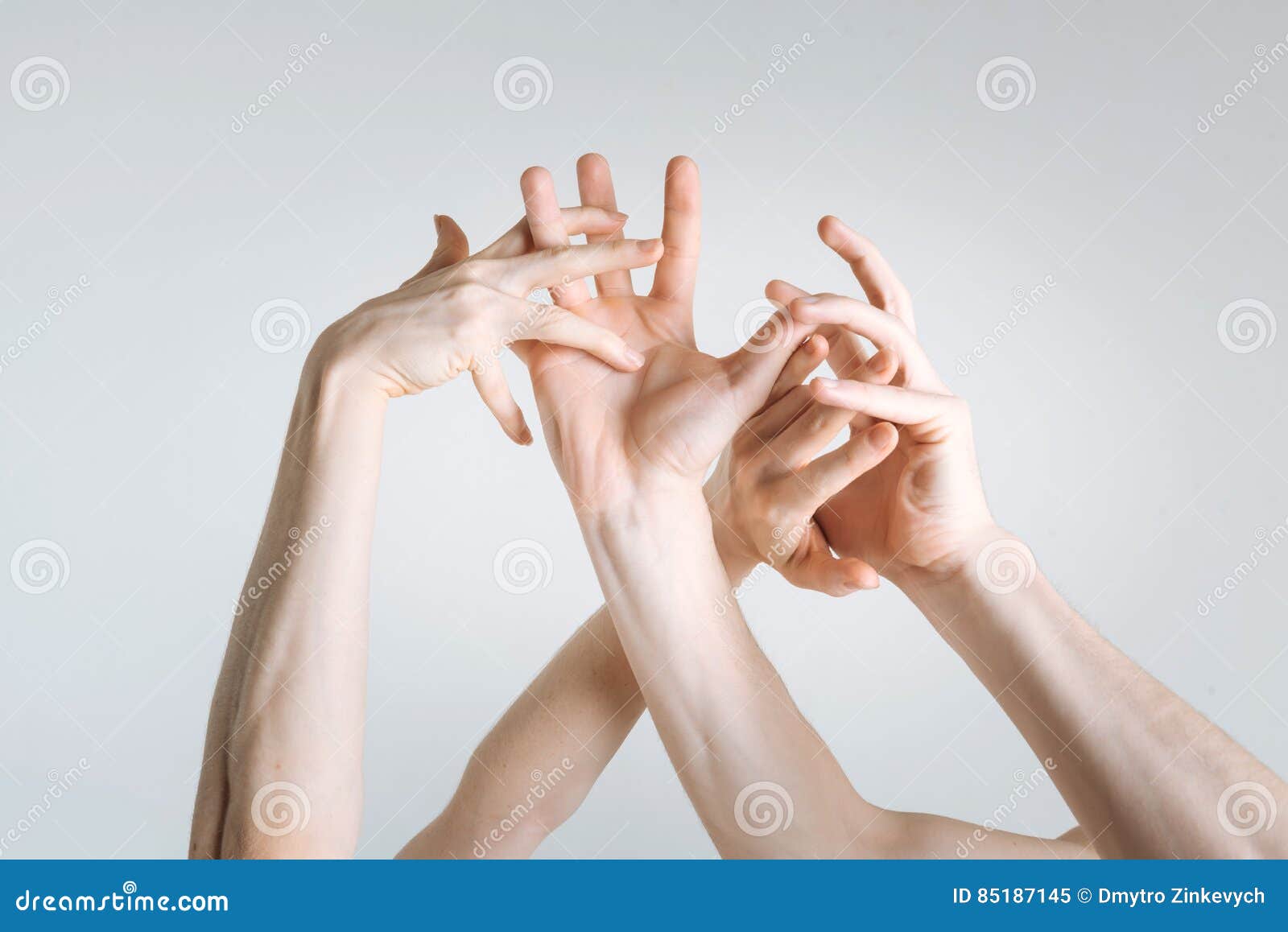 Graceful Athletes Hands Demonstrating Interaction in the Studio Stock ...
