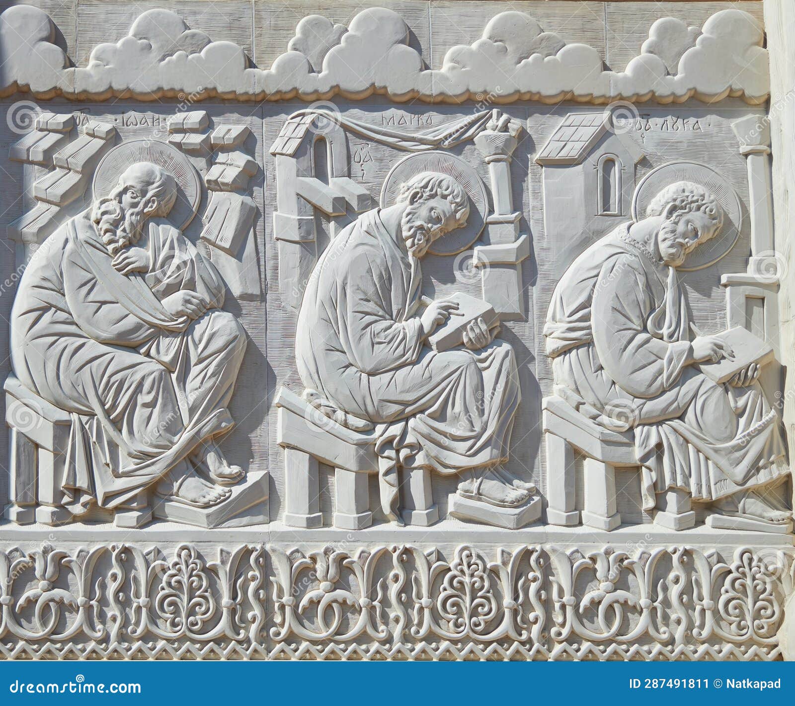 Graceful Beautiful Historical Bas-reliefs Stock Image - Image of brick ...