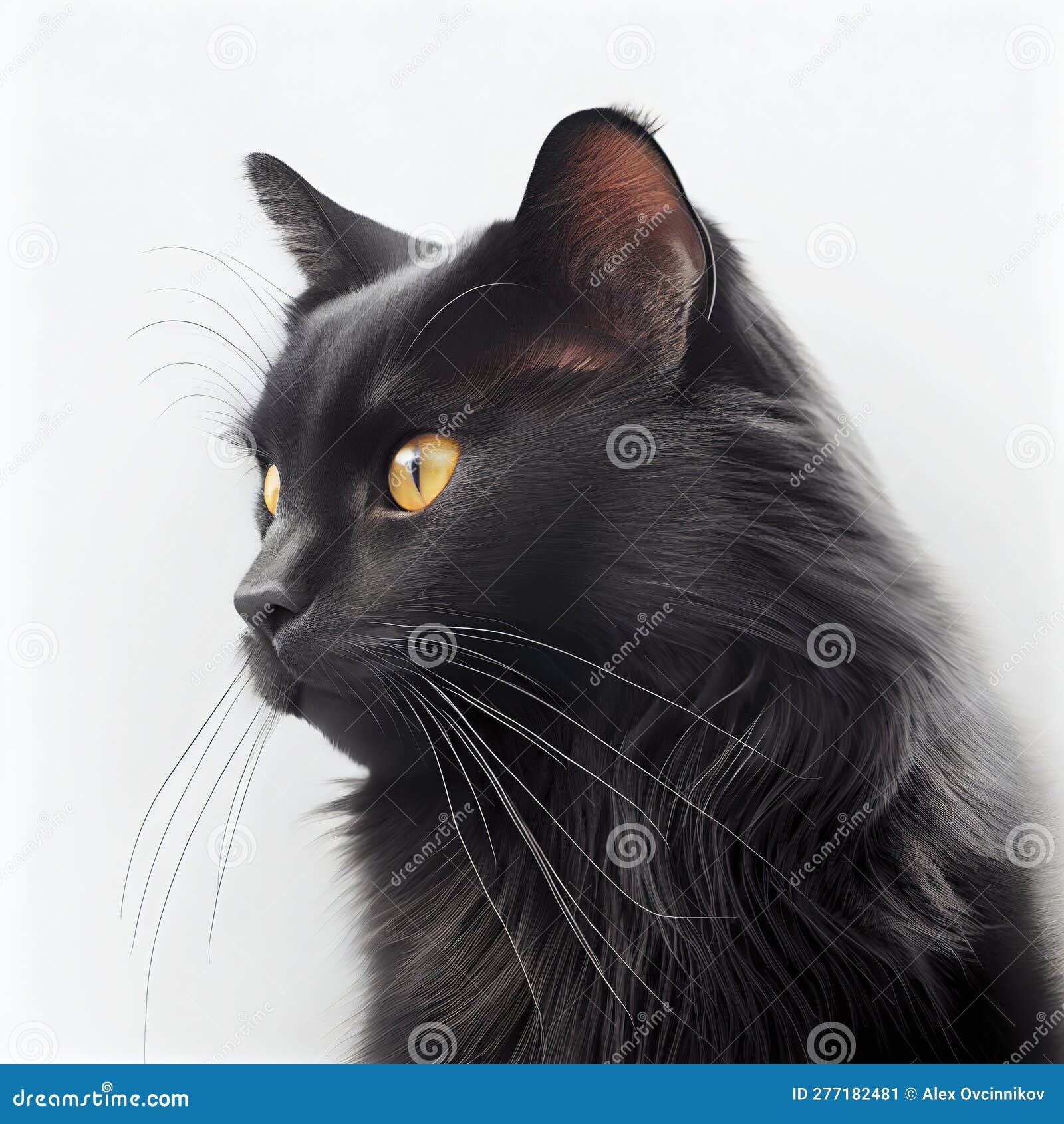 Graceful Black Cat on White Background for Posters and Web Design Stock ...