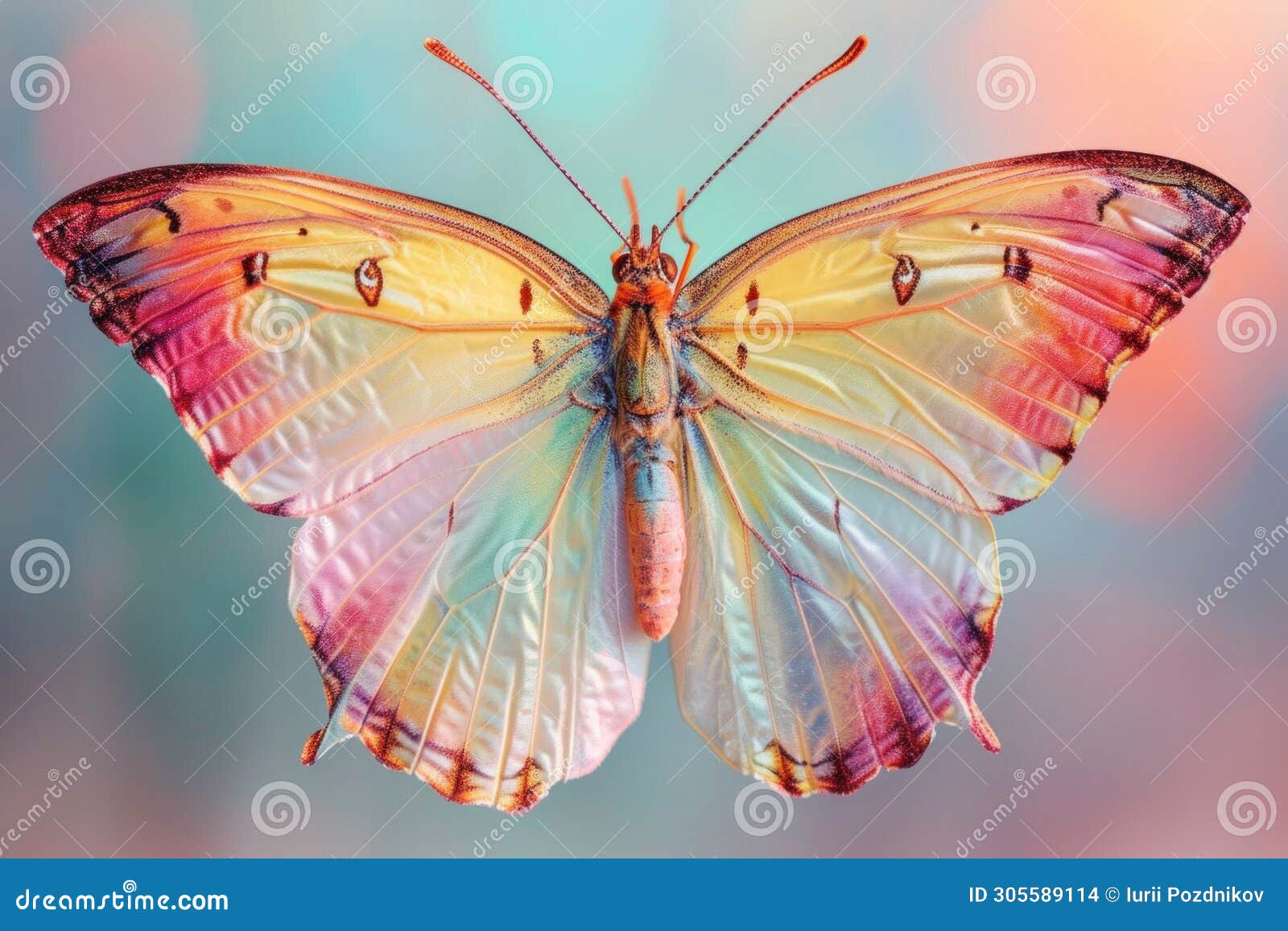 Graceful Butterfly with Open Wings on Pink Background Stock Photo ...