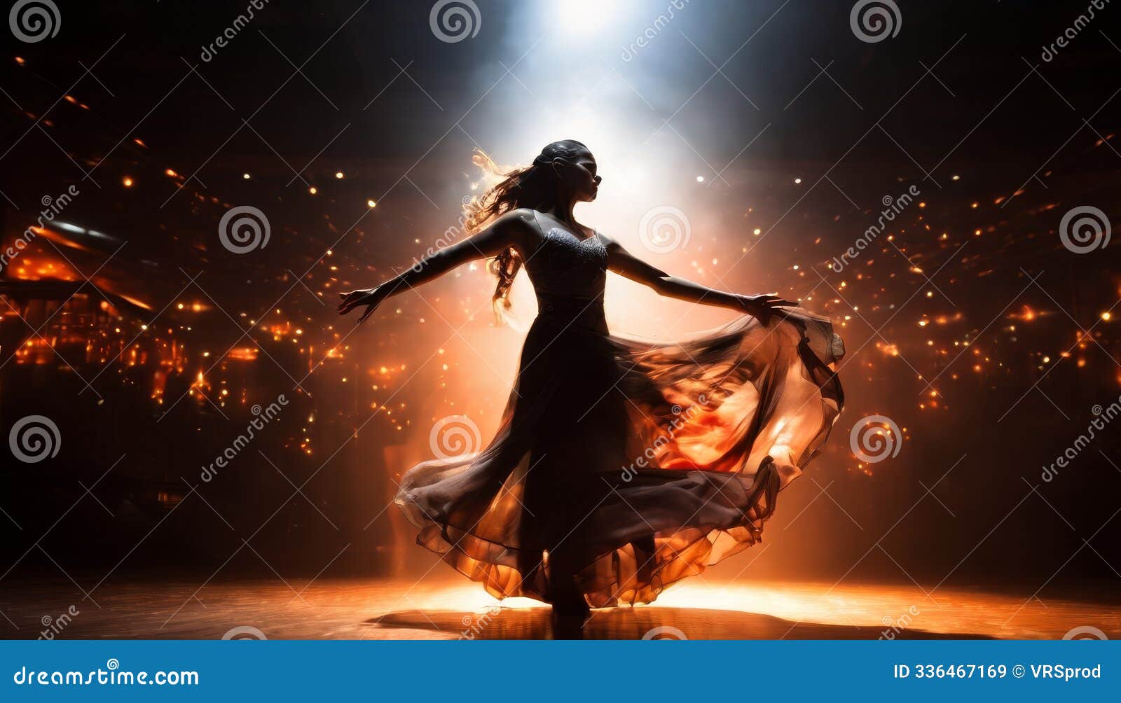 Graceful Dancer Twirling Under a Spotlight on Stage Stock Image - Image ...