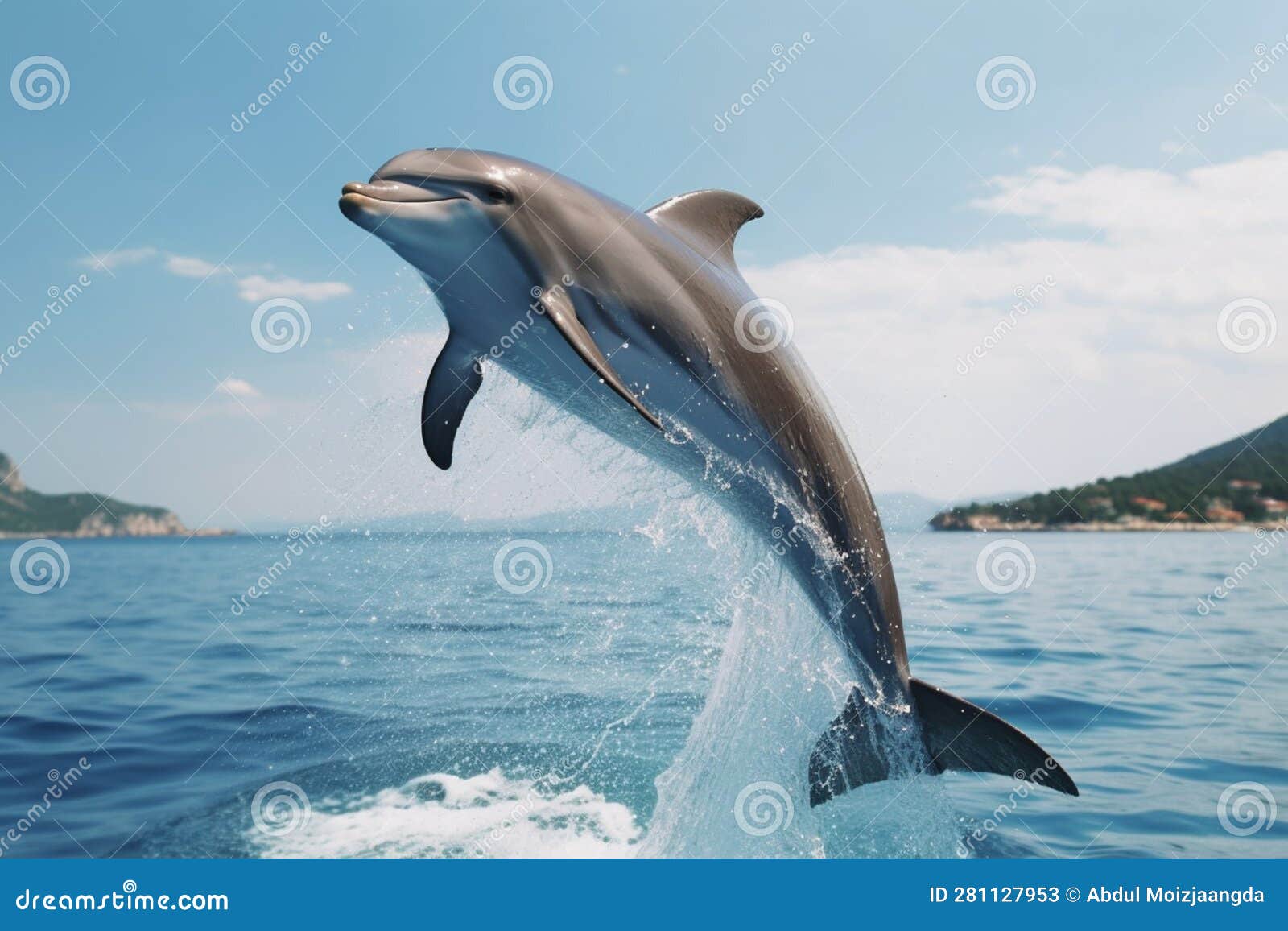 Graceful Dolphin Leaps into the Air, Mesmerizing the Audience Stock ...