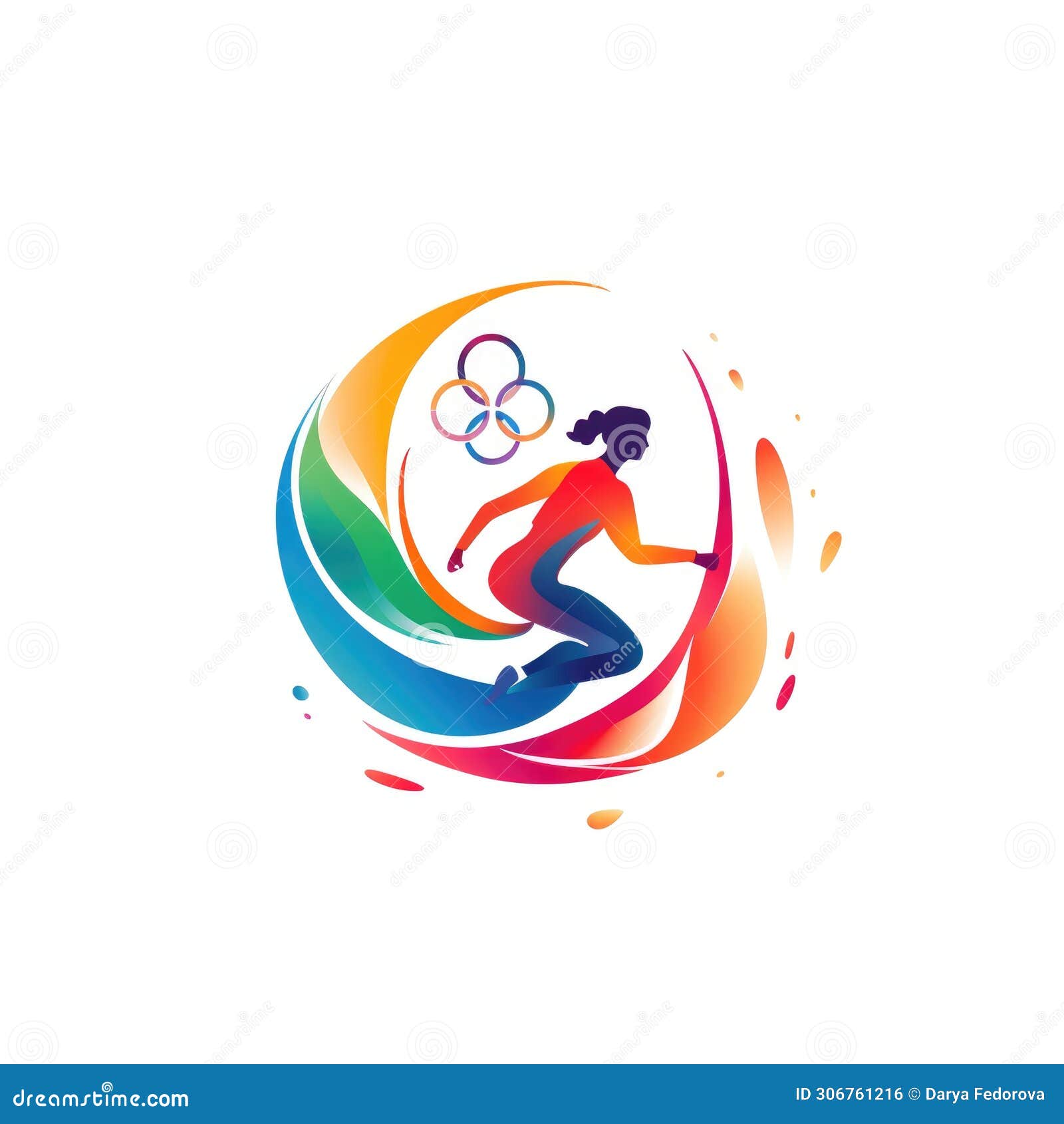 Graceful Female Runner Circle Artwork Stock Illustration - Illustration ...