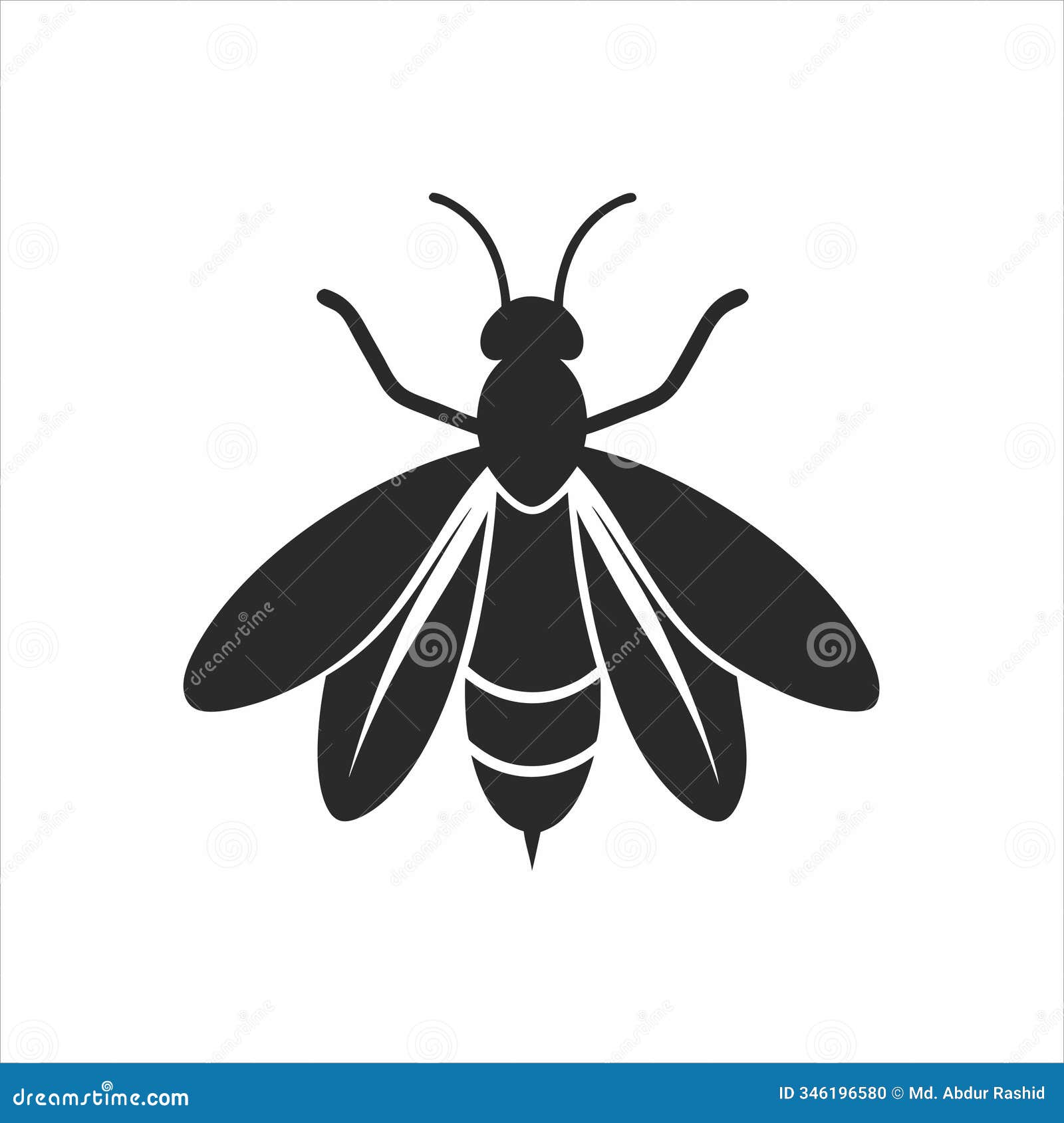 Graceful Firefly Silhouette Vector Icon on White Background Stock ...