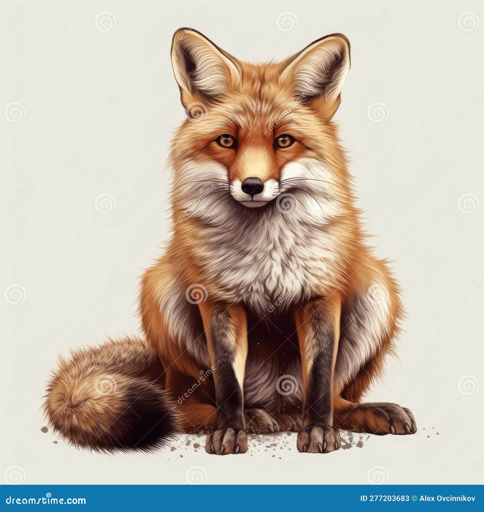 Graceful Fox on White Background for Invitations and Posters. Stock ...