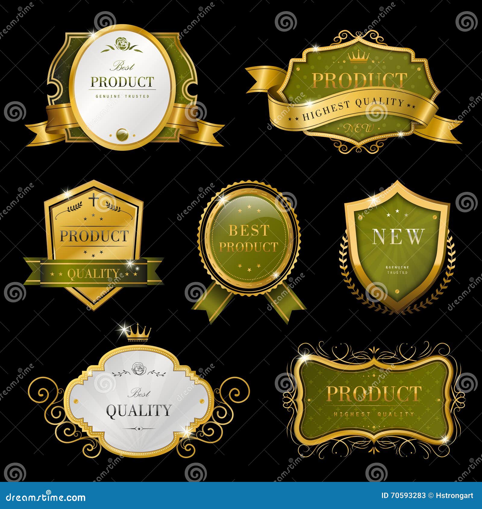 Graceful Premium Golden Labels Stock Illustration - Illustration of ...