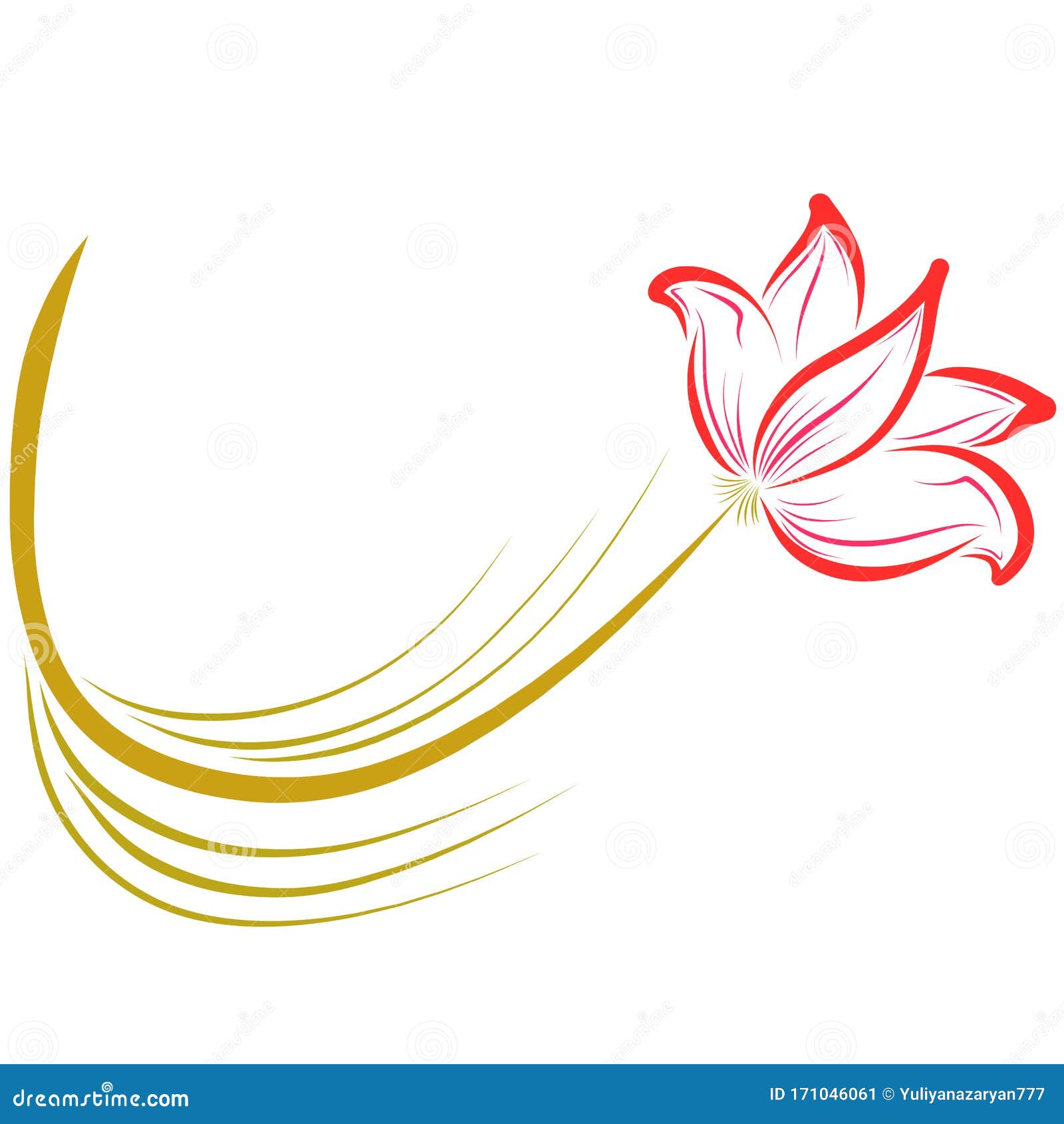 Graceful Red Flower with a Curved Stem Stock Illustration ...