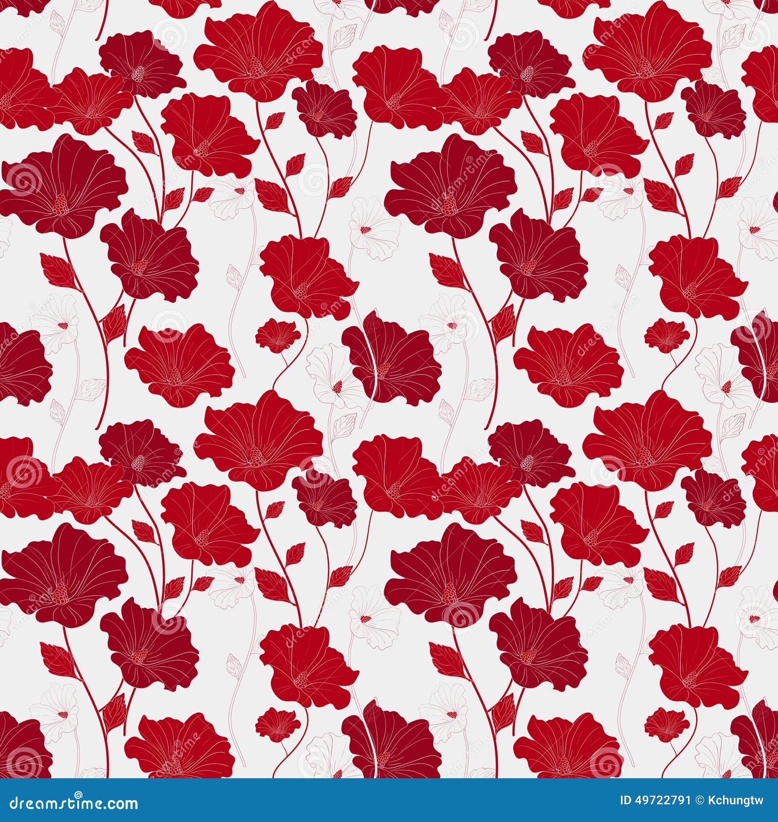 Graceful Red Seamless Floral Pattern Stock Illustration - Illustration ...