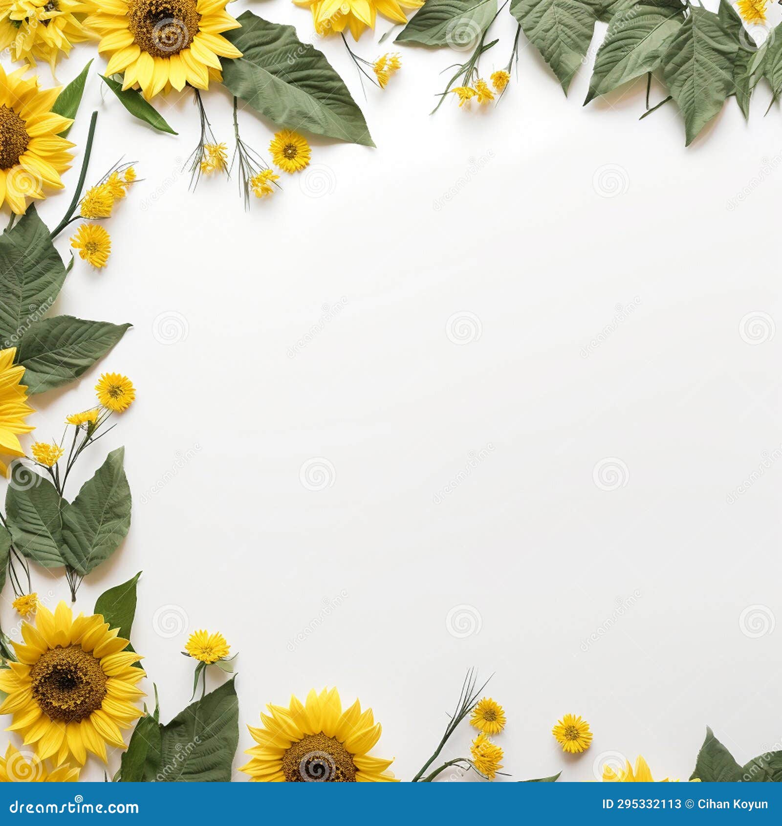 Graceful Sunflower Frame Pristine Background Stock Illustration ...