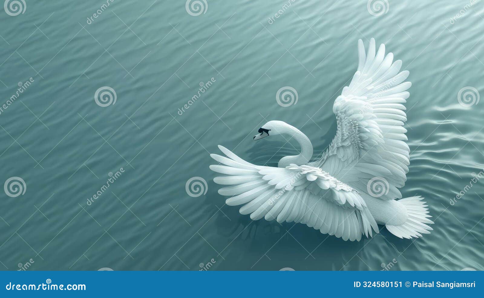 Graceful Swan Flat Design Top View Lake Theme 3D Render Complementary ...