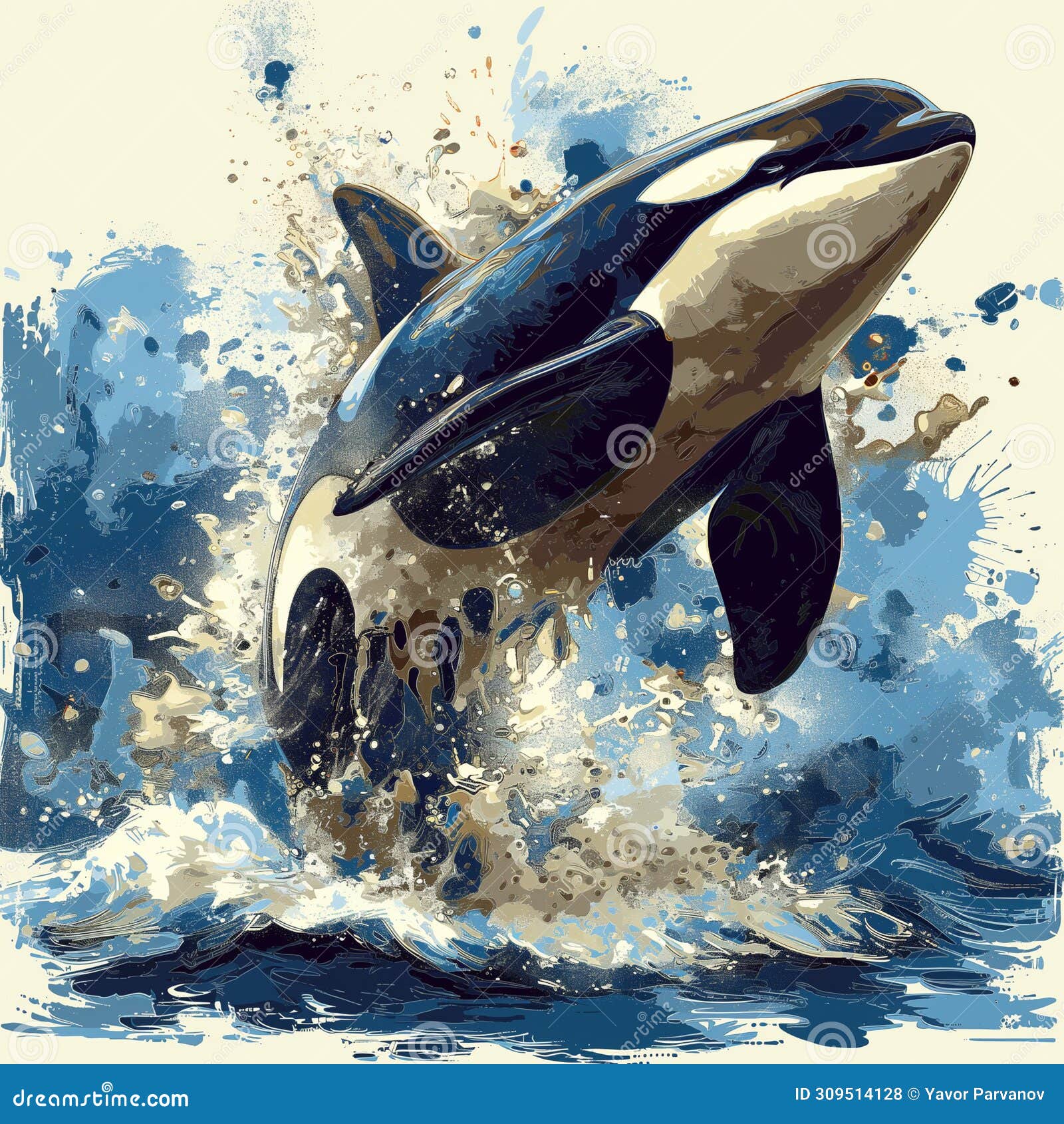 A Majestic Orca Breaching, AI Generated Stock Illustration ...