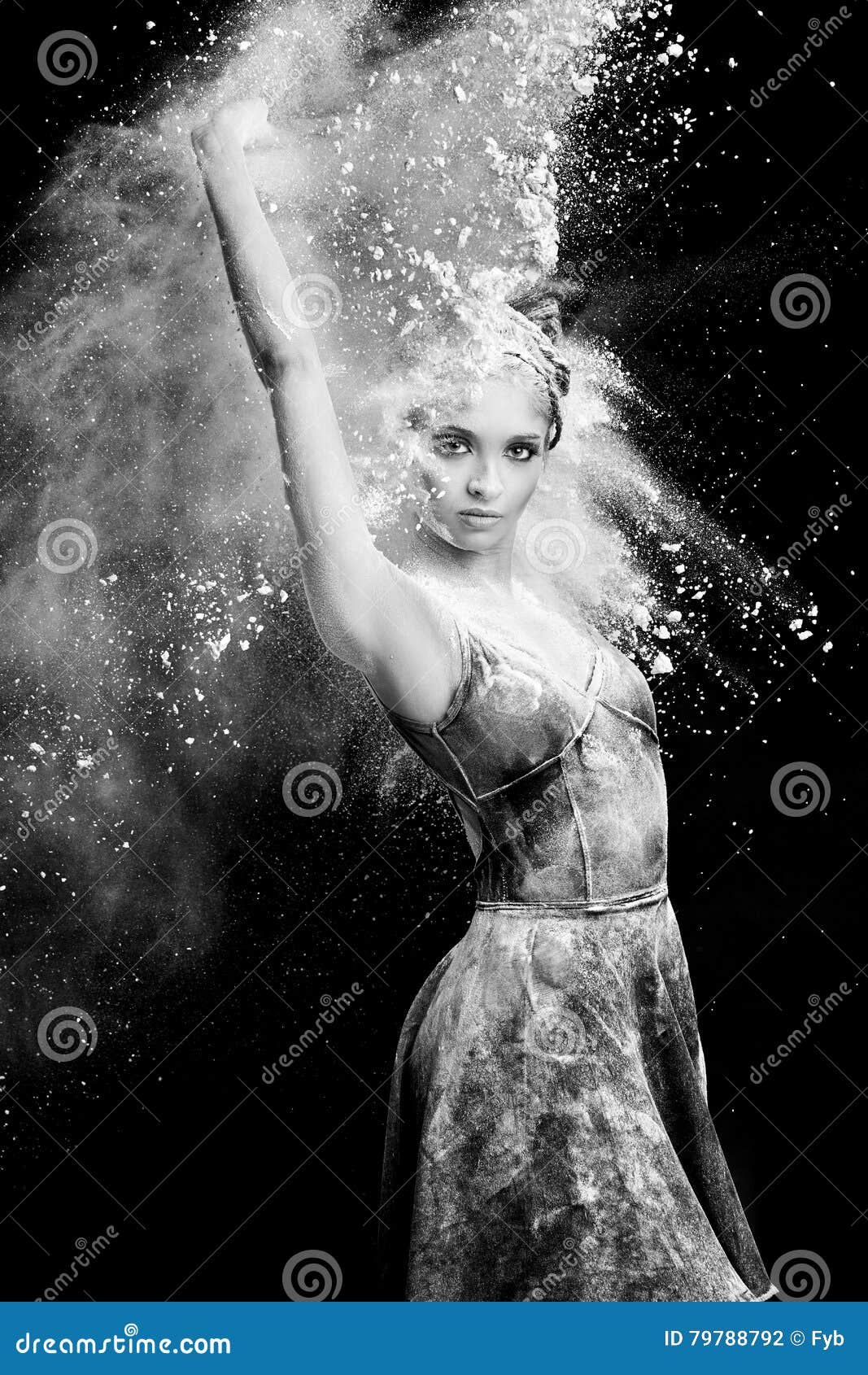 Graceful Woman Dancing in Cloud of Dust Stock Photo - Image of motion ...