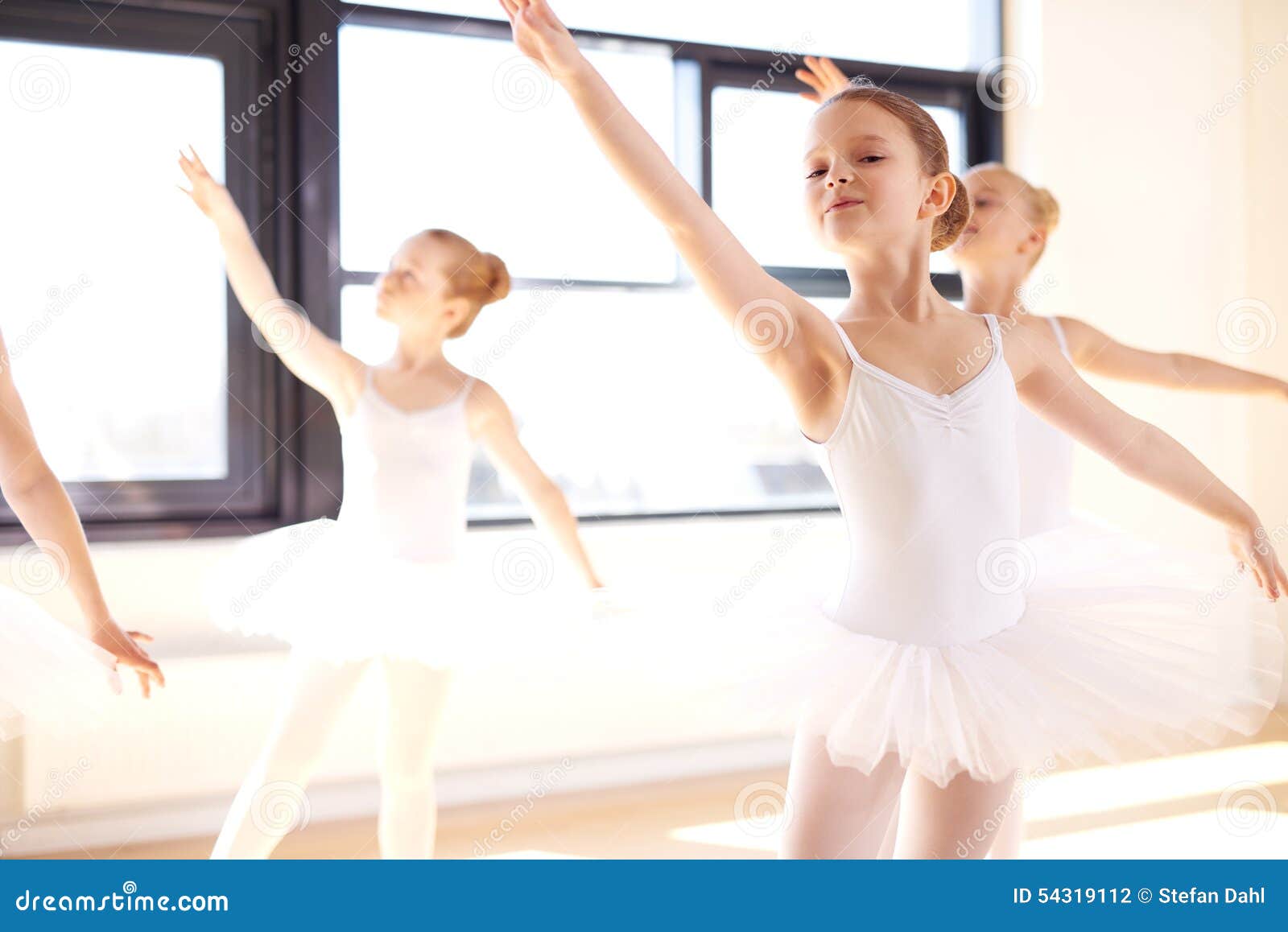 Graceful Young Ballerinas Practising a Ballet Stock Photo - Image of ...