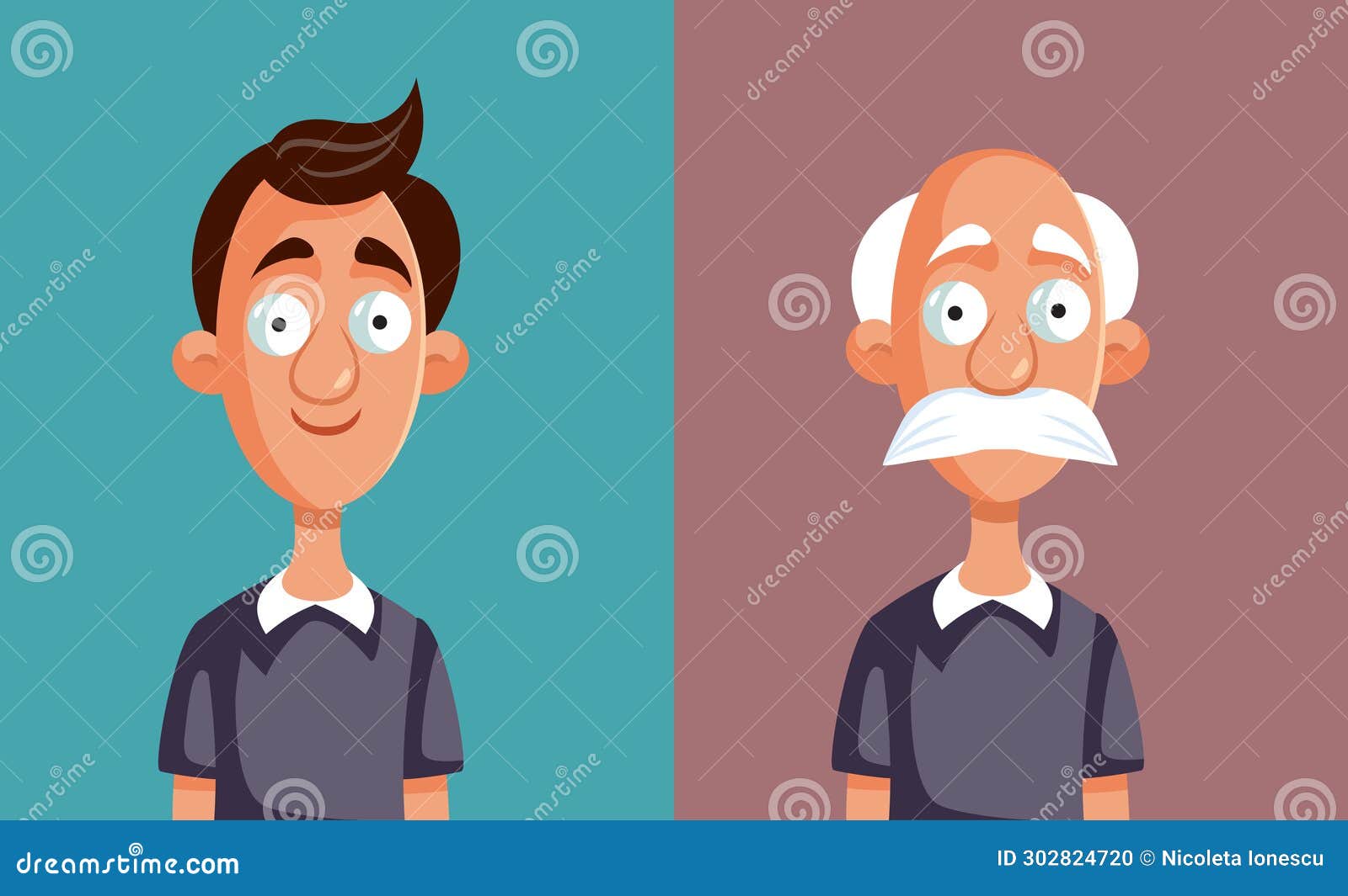 Young and Old Man Comparison Vector Concept Illustration Stock Vector ...