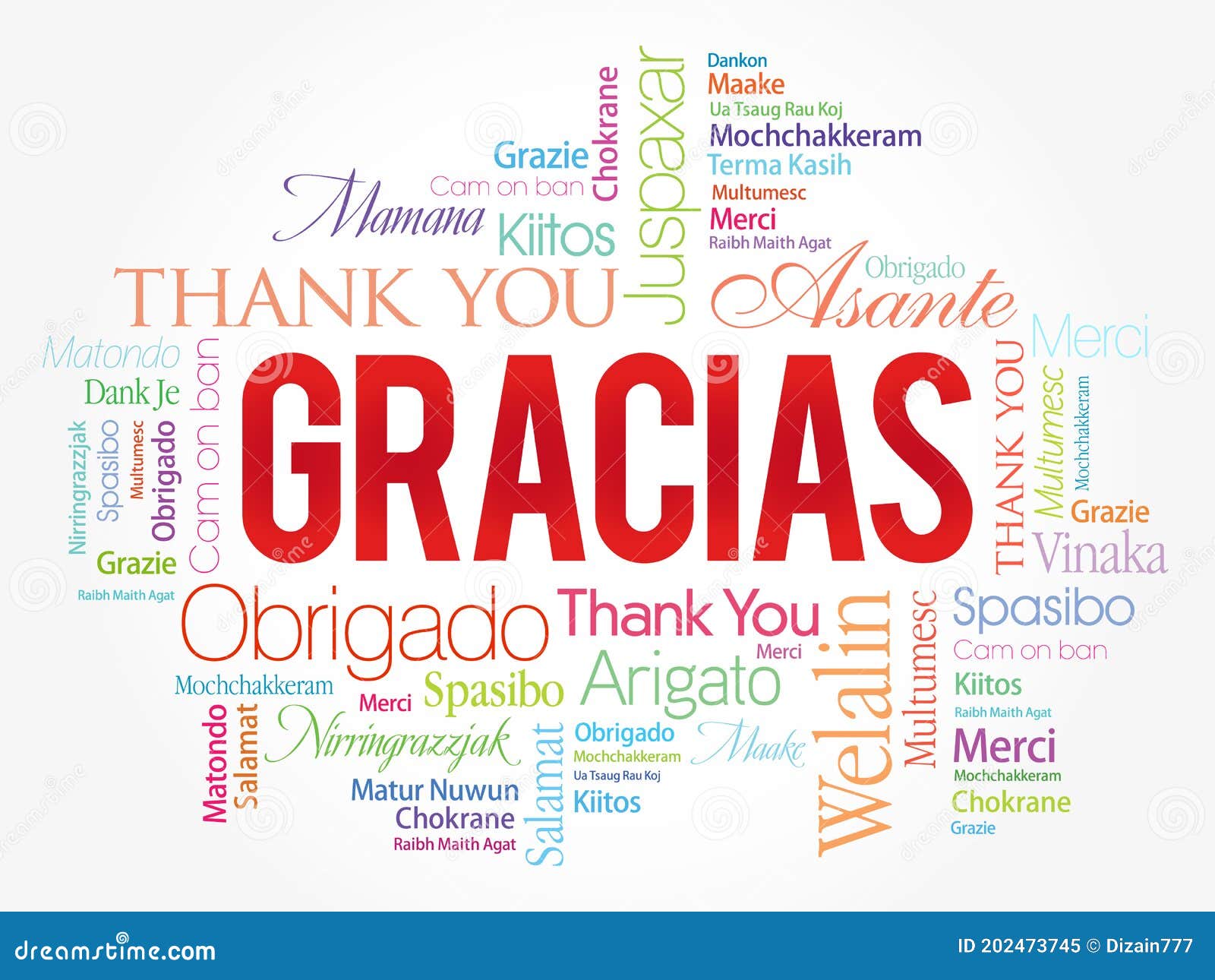Gracias (Thank You in Spanish) Word Cloud in Different Languages Stock ...