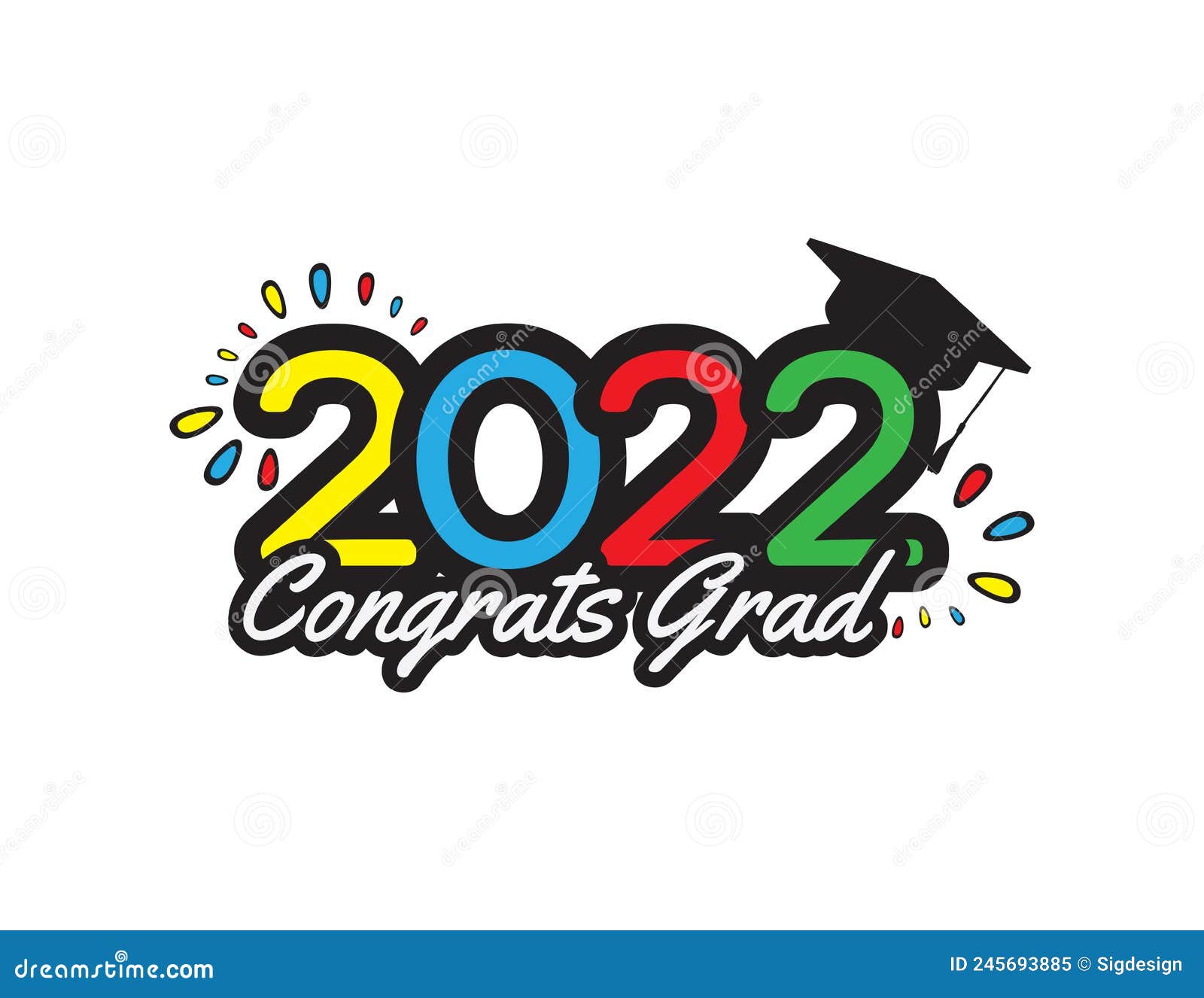 Class of 2022 Colorful Banner, Yellow Blue Red Green Numbers, Academic ...