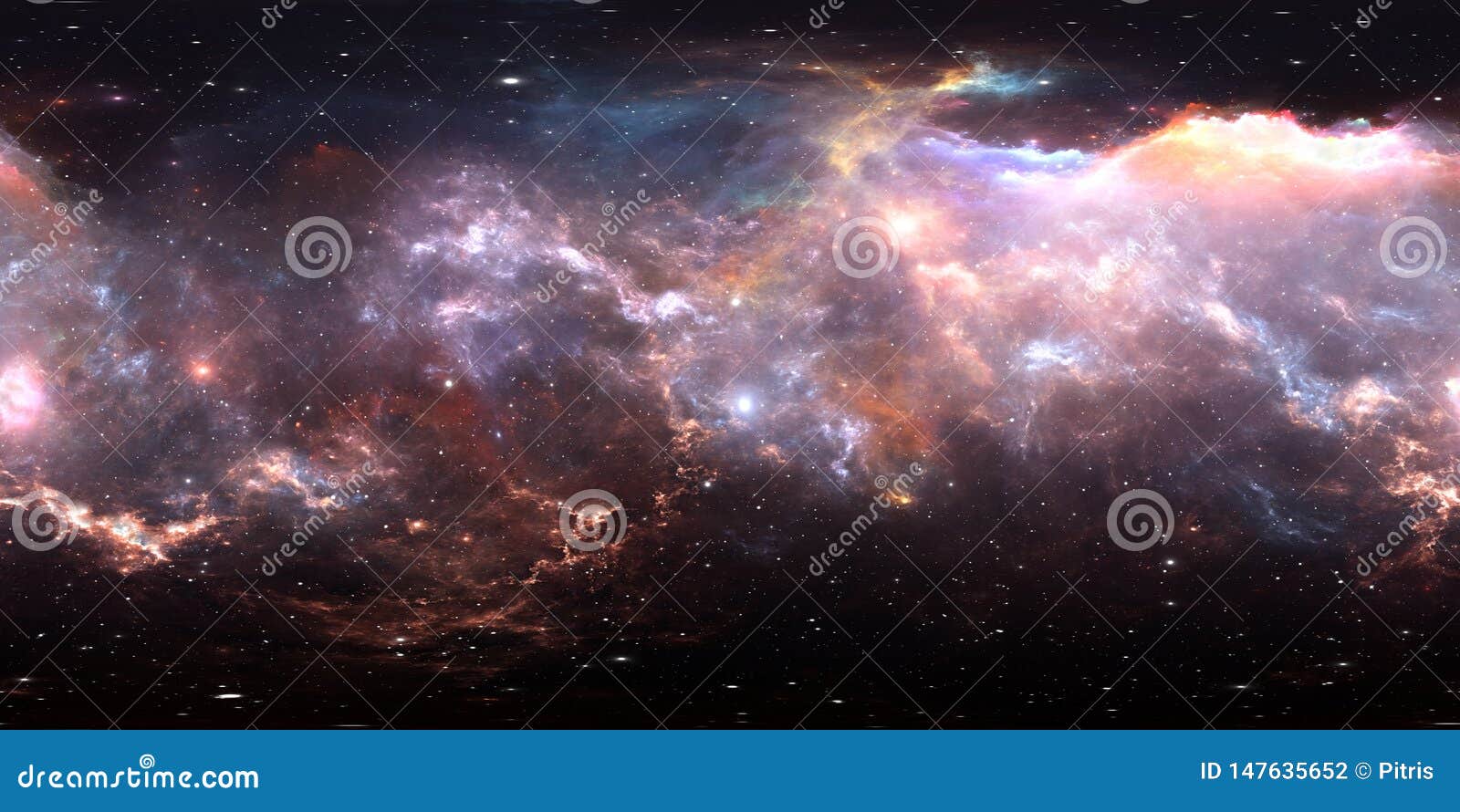 360 Grad Stj?rn- System Och Gasnebulosa E Equirectangular Projektion ...