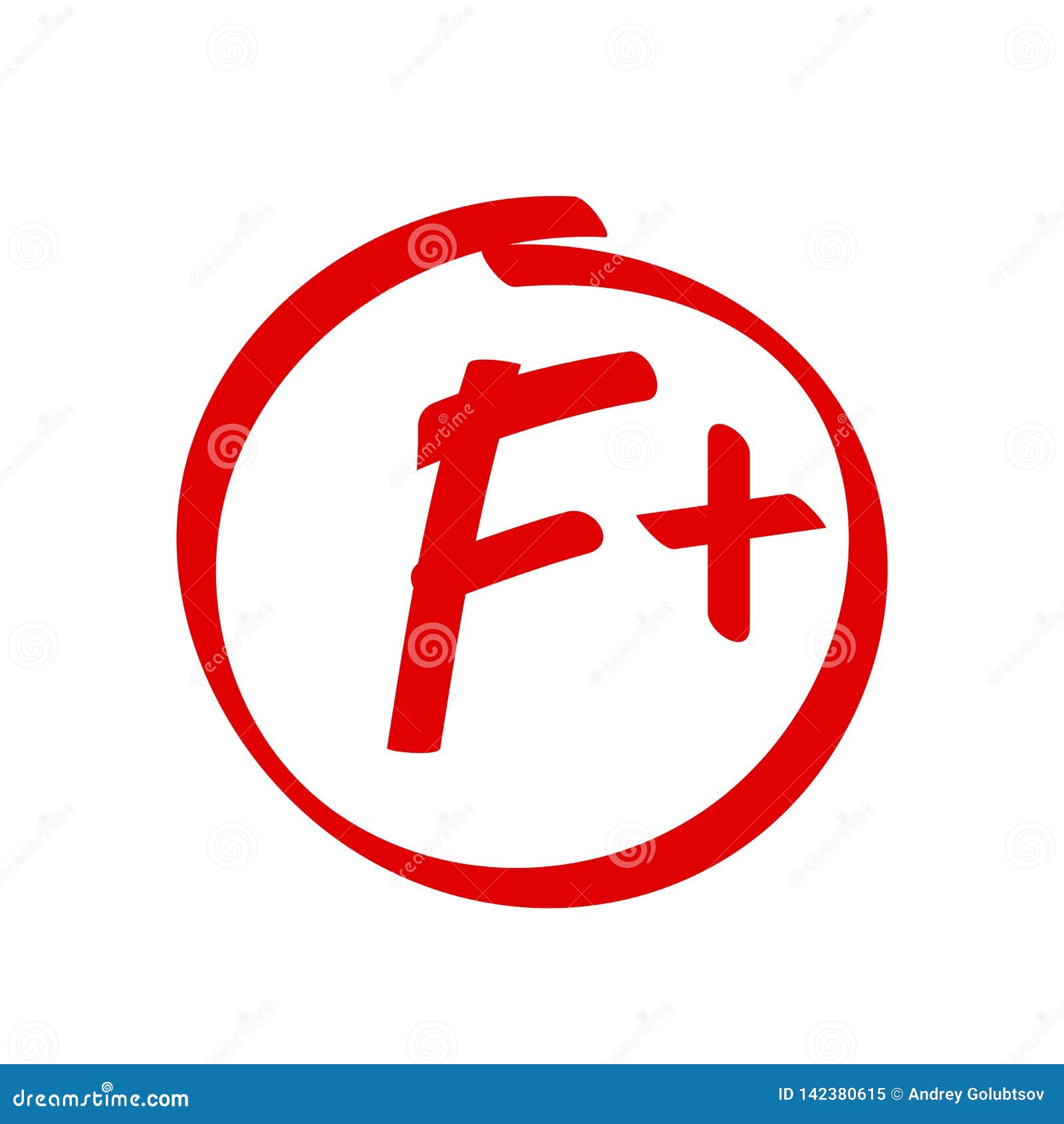 Grade F Plus Result Vector Icon. School Red Mark Handwriting F Plus ...