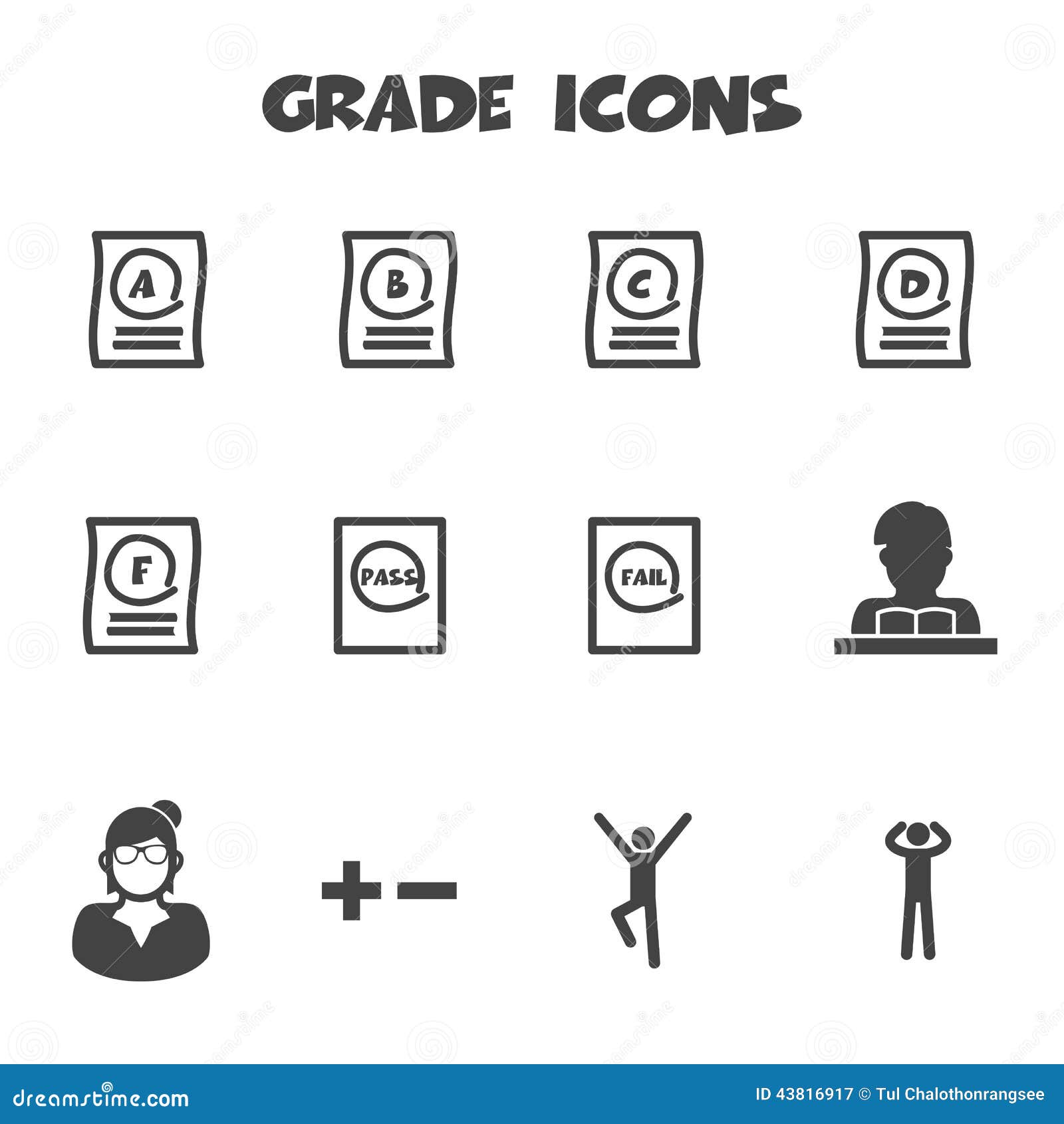 Grade icons stock vector. Illustration of homework, icons - 43816917