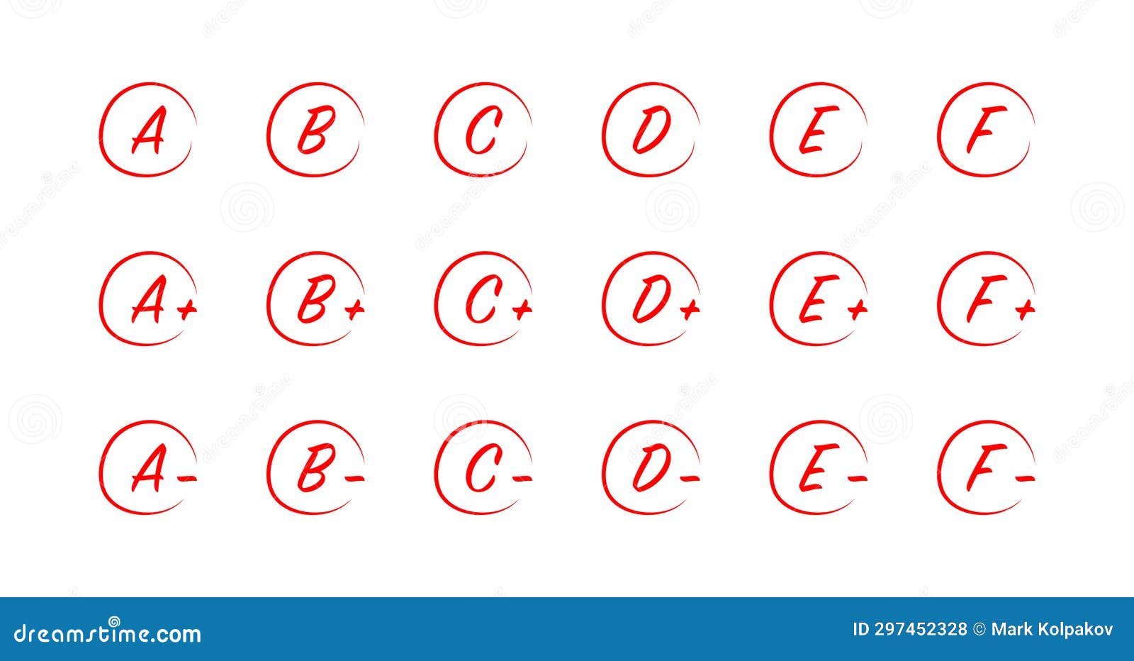 Grade Mark Hand Drawn Set School Icon. Isolated Vector Stock Vector ...