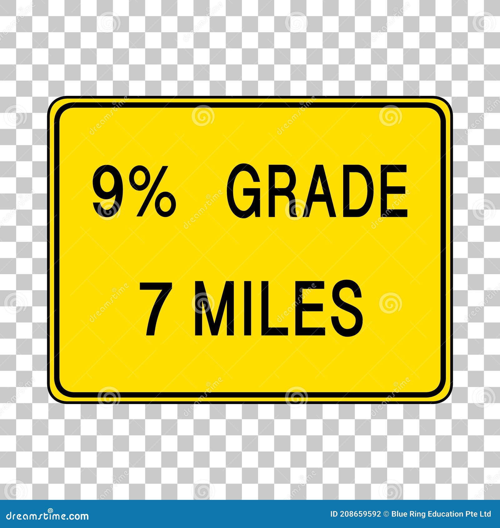 9% Grade 7 Miles Sign Isolated On Transparent Background Vector ...