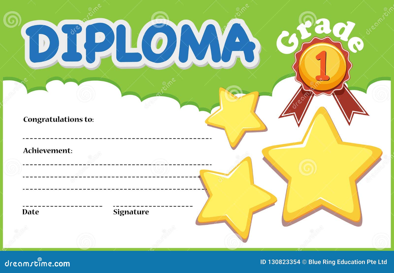 Grade One Diploma Certificate Stock Vector - Illustration of design ...