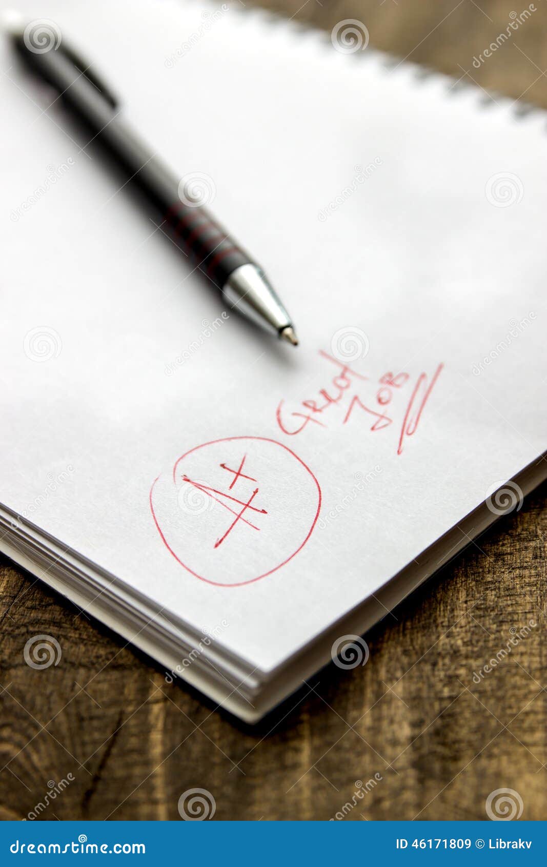 Grade a Plus on Notebook stock image. Image of good, success - 46171809