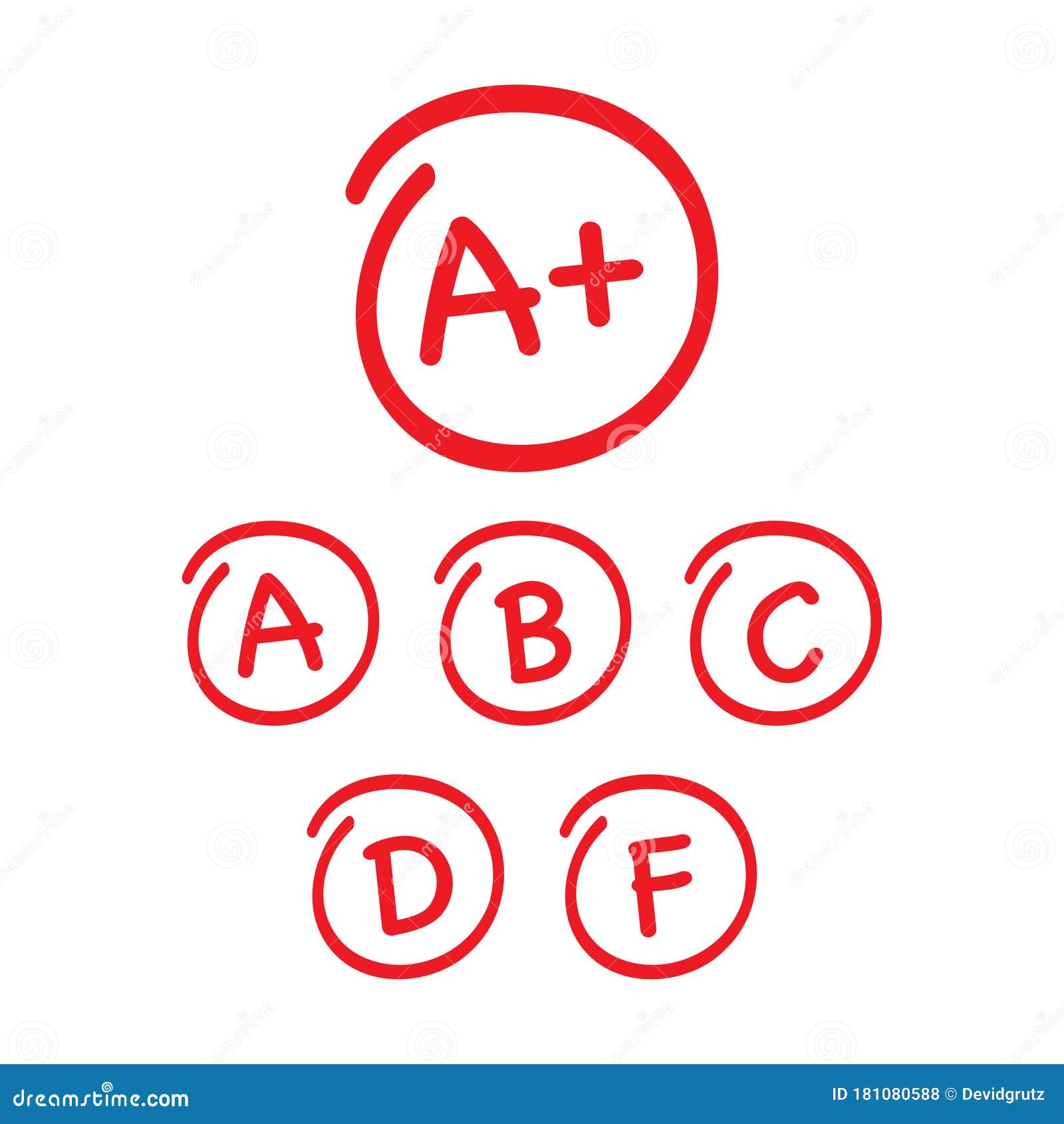 Grade Results Set. Hand Drawn Vector Grade in Red Circle. Vector ...