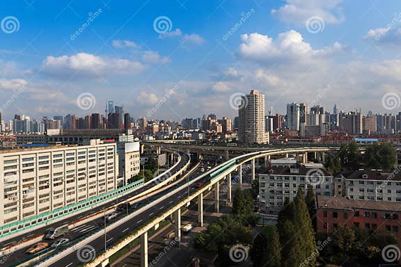 The Grade Separation Bridge in Shanghai Stock Image - Image of flyover ...