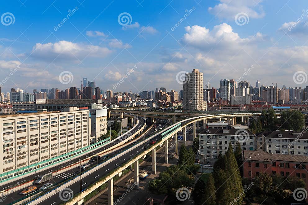 The Grade Separation Bridge in Shanghai Stock Image - Image of flyover ...