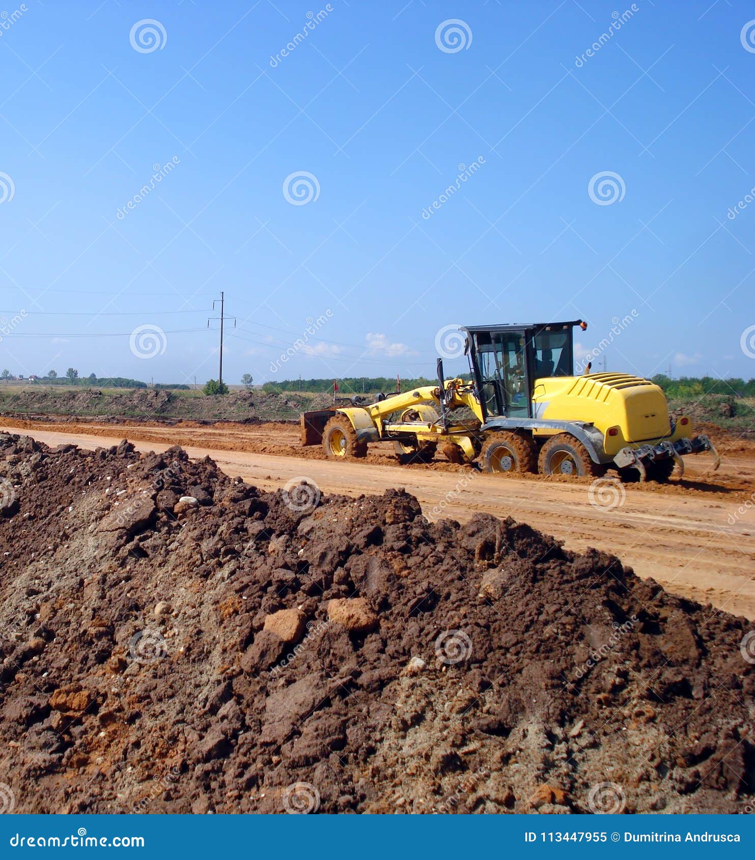 Grader Adjust Elevation Level Soil Stock Image - Image of construction ...